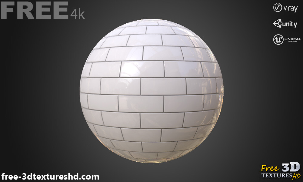 PBR Textures Free Download - Ceramic White Brick Wall Tile PBR Texture ...