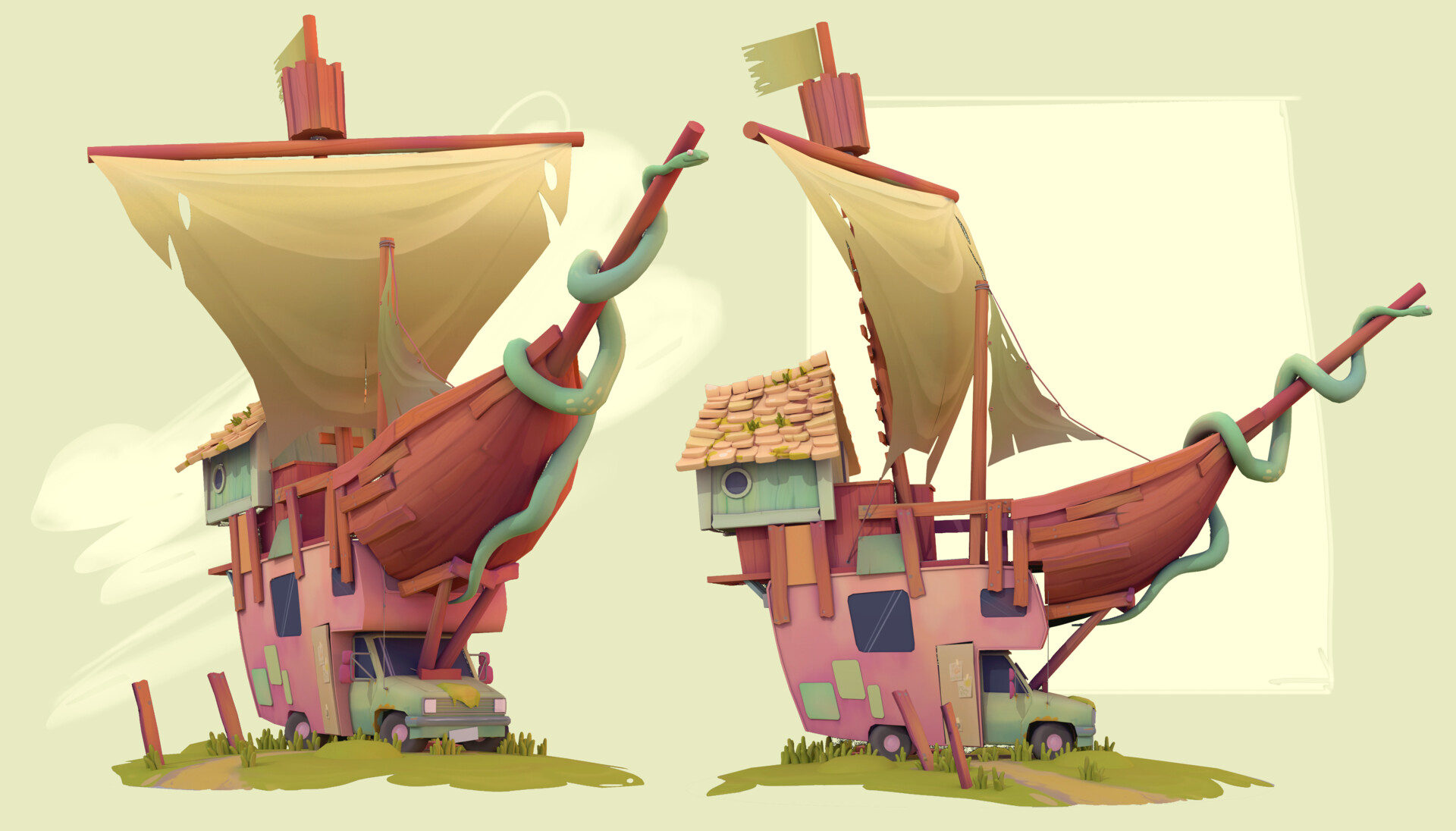 ArtStation - Flying Rv Ship