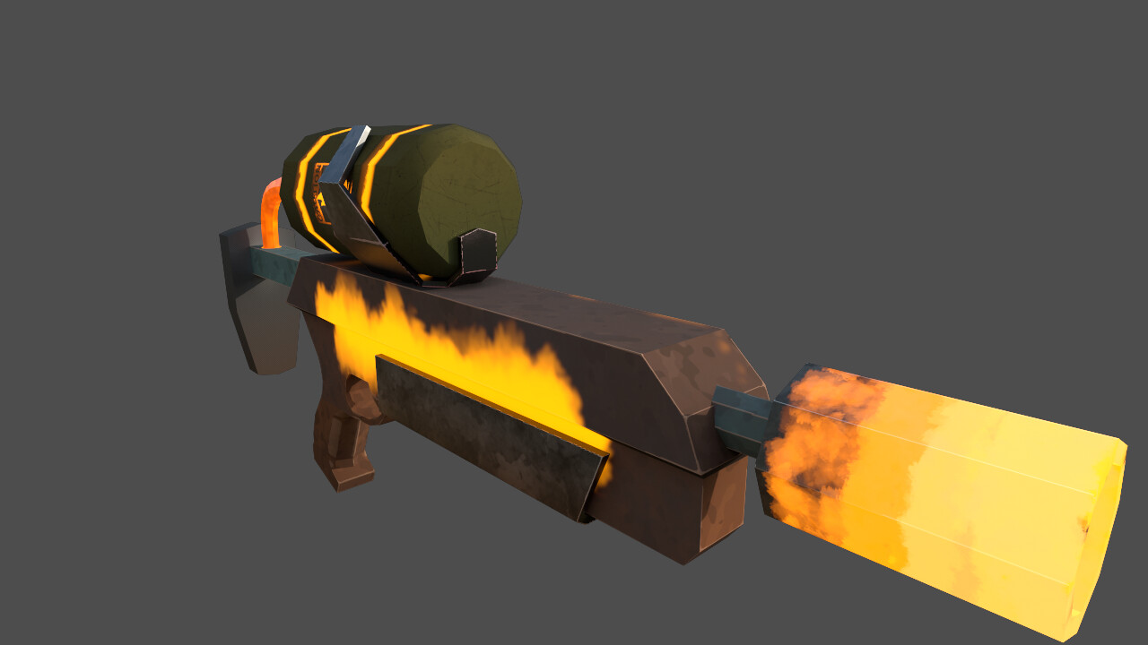 ArtStation - 3D stylized Low-poly Flamethrower
