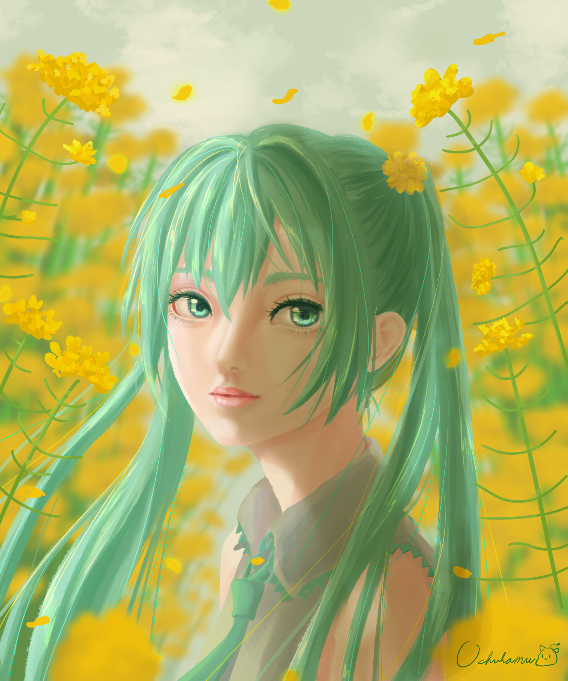 ArtStation - miku in rapeseed flower field