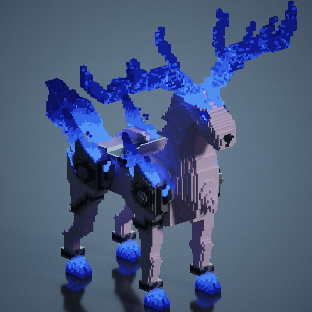 ArtStation - Voxel Model - #3 Blue Flame Deer