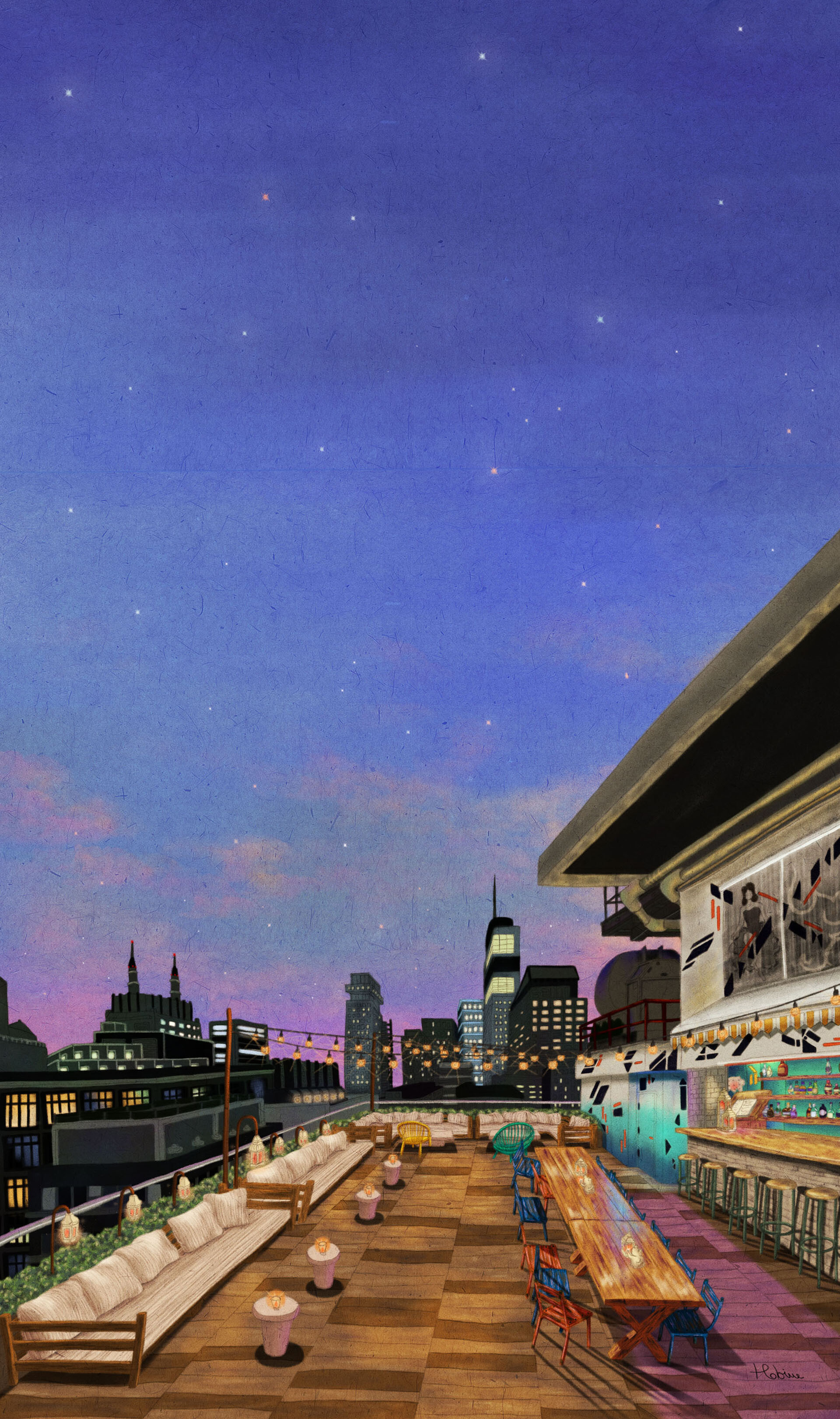 ArtStation - 🌙 Rooftop in New York