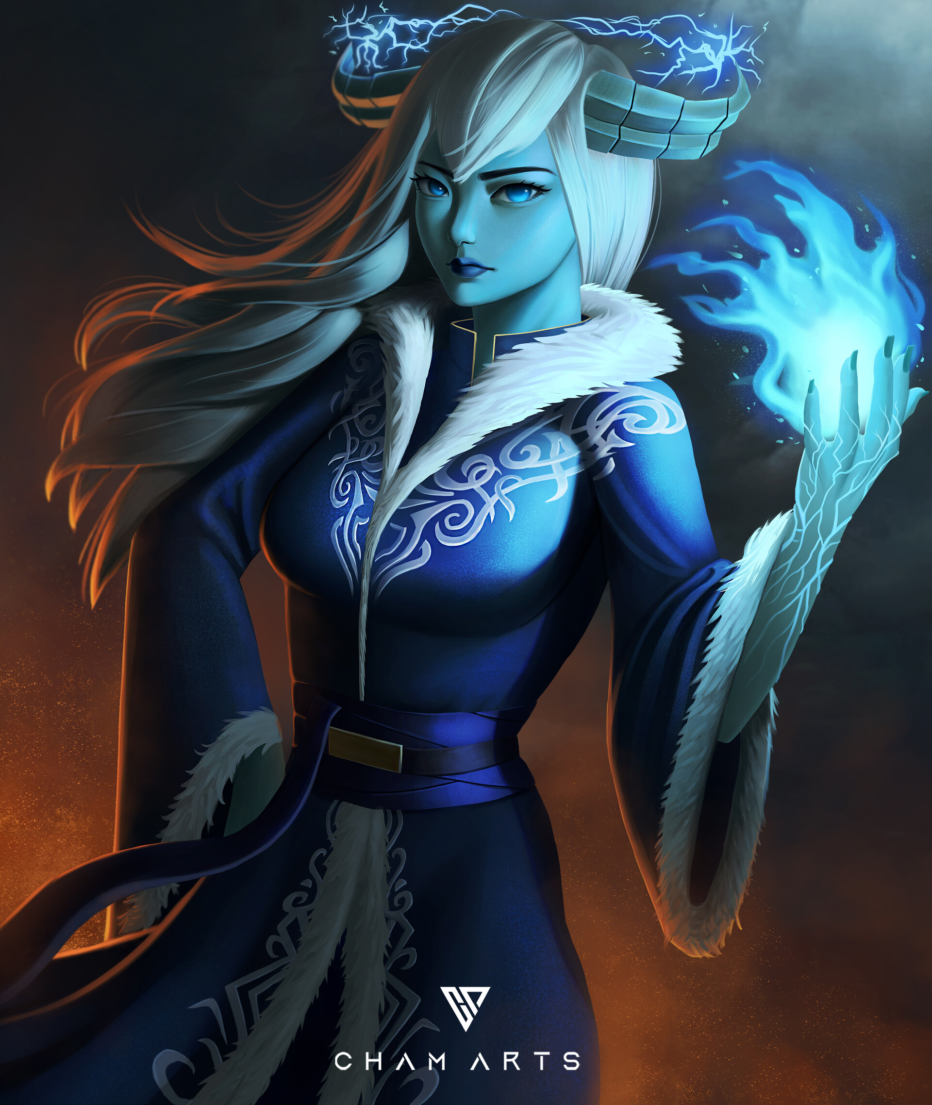ArtStation - Tiefling Storm Sorceress DND OC Commission