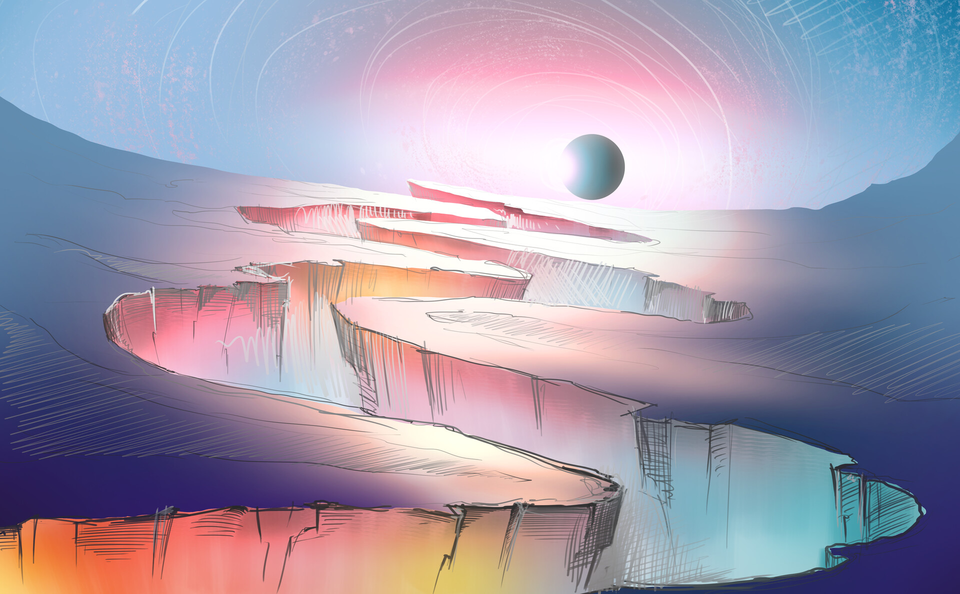 ArtStation - Space environment sketch