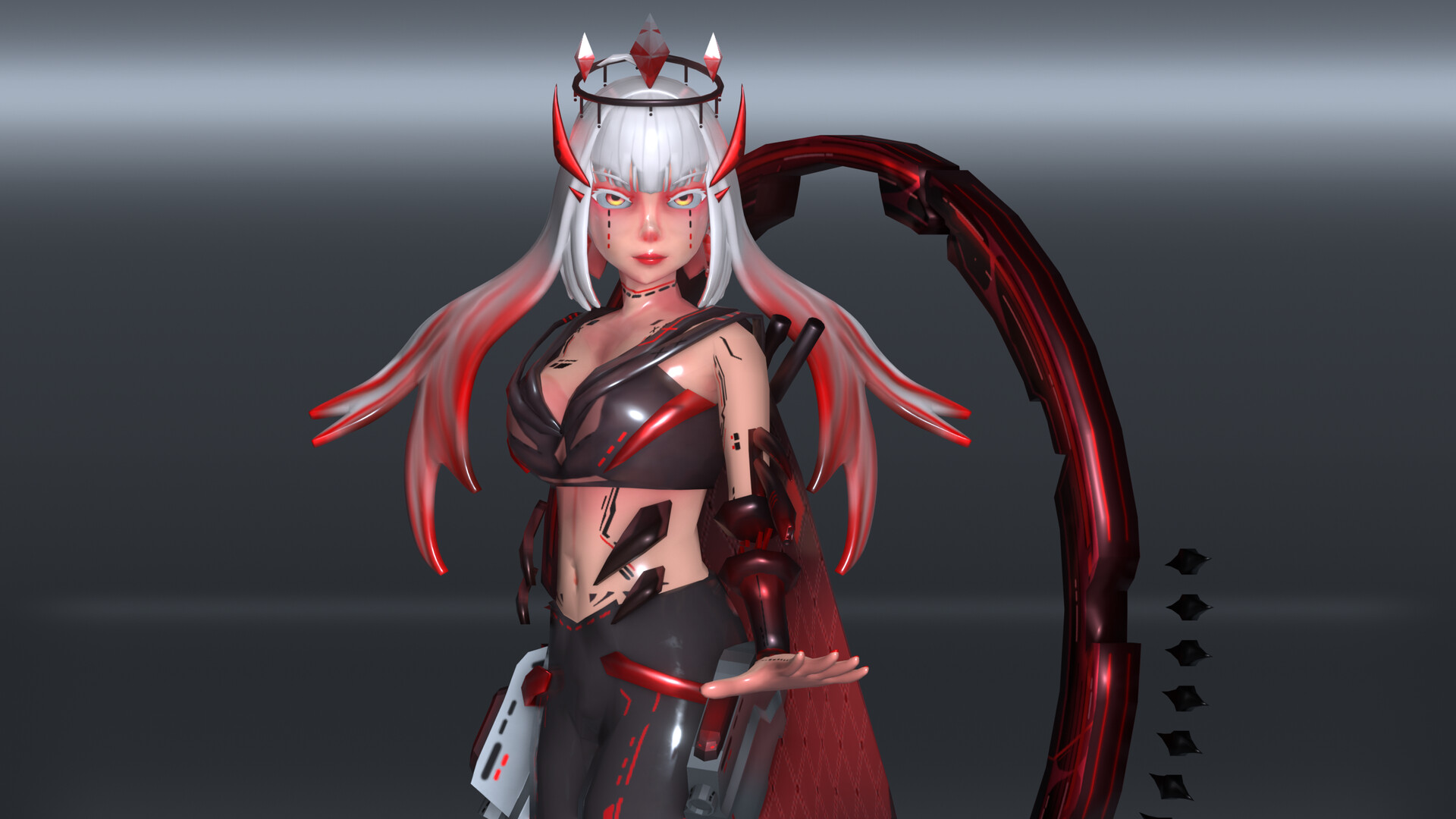 ArtStation - Red Cyberdoll Girl