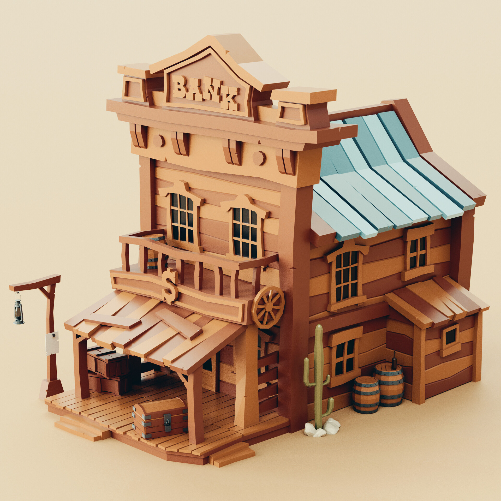 ArtStation - Lowpoly Wild West Bank