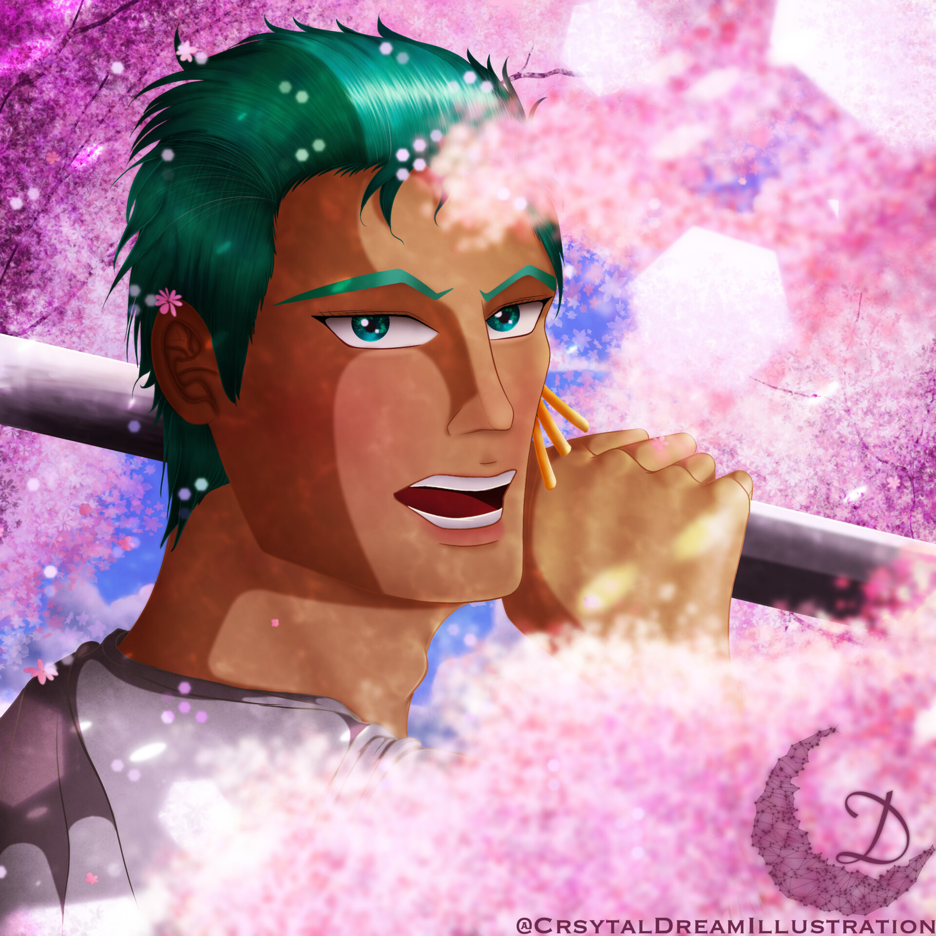 ArtStation - Zoro and Sakura Trees (One Piece)