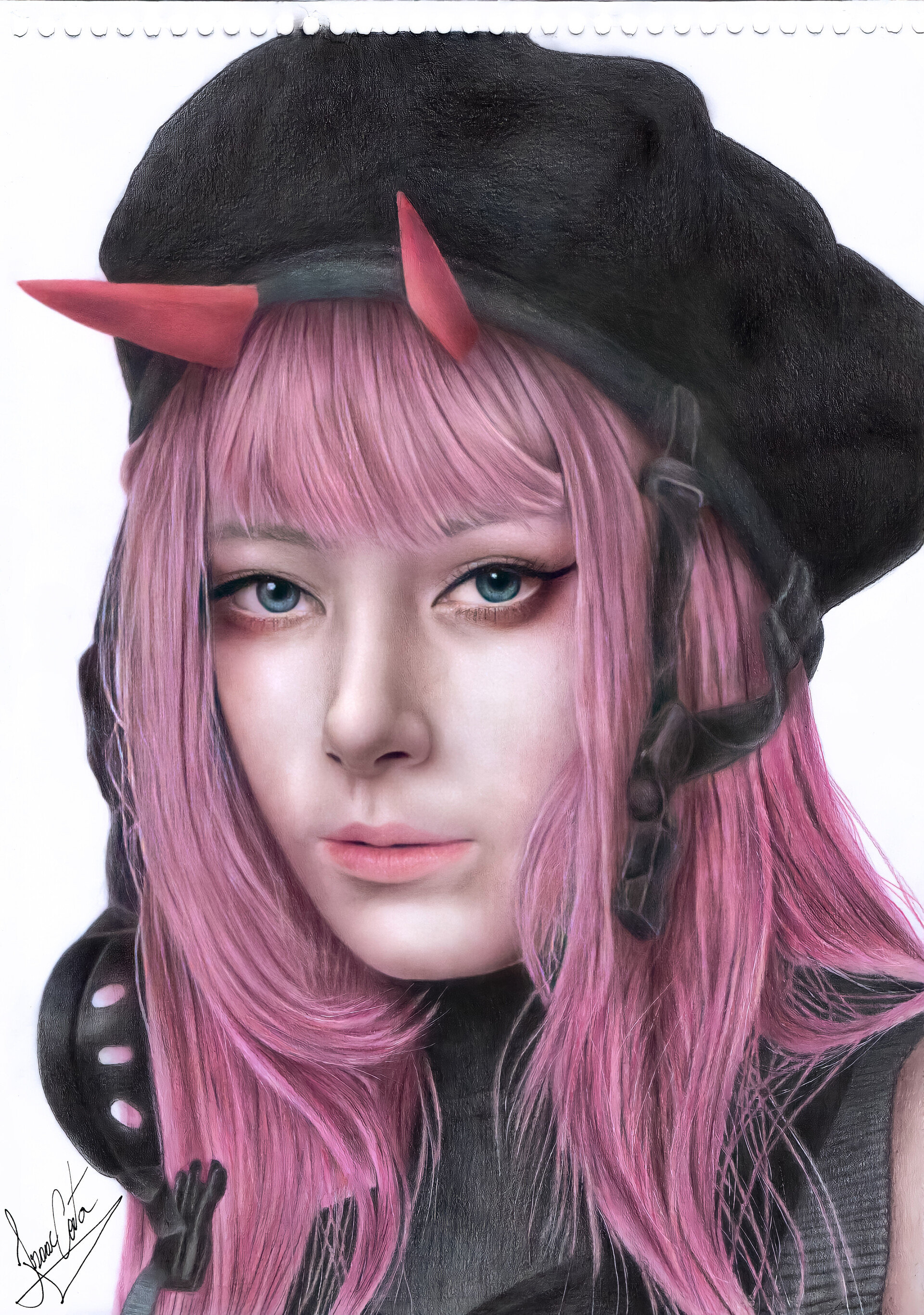 ArtStation - • Color Pencil Portrait Zero Two