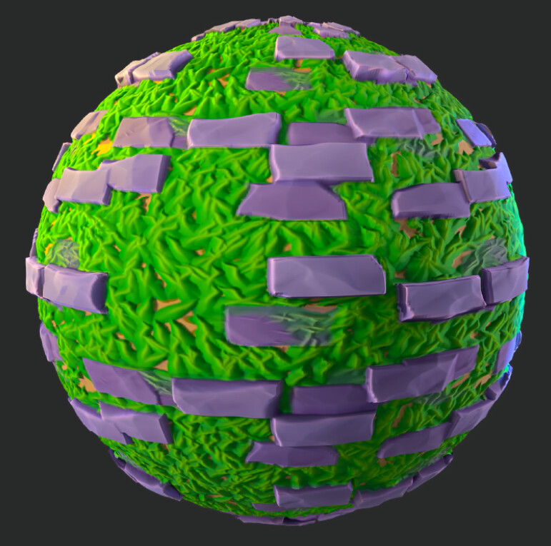 ArtStation - stylized Brick and grass