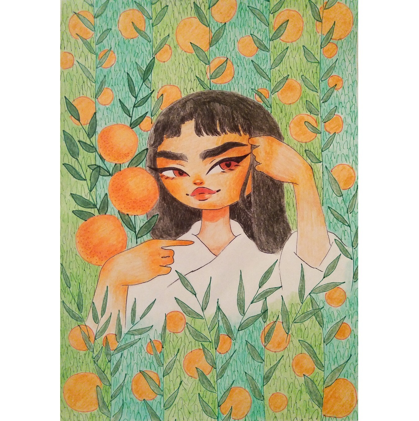 ArtStation - Girl with orange. 2019