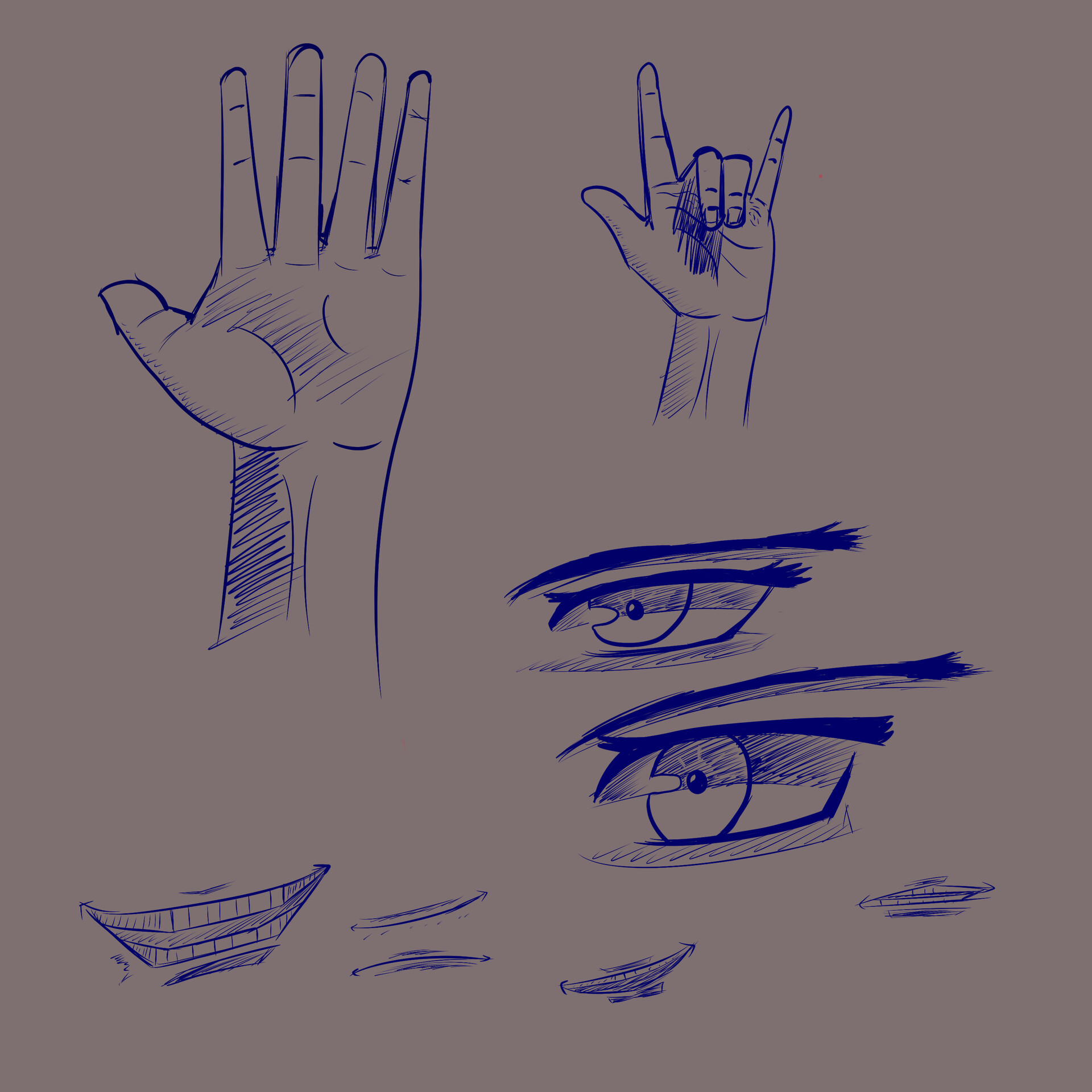ArtStation - Hands and eyes sketch