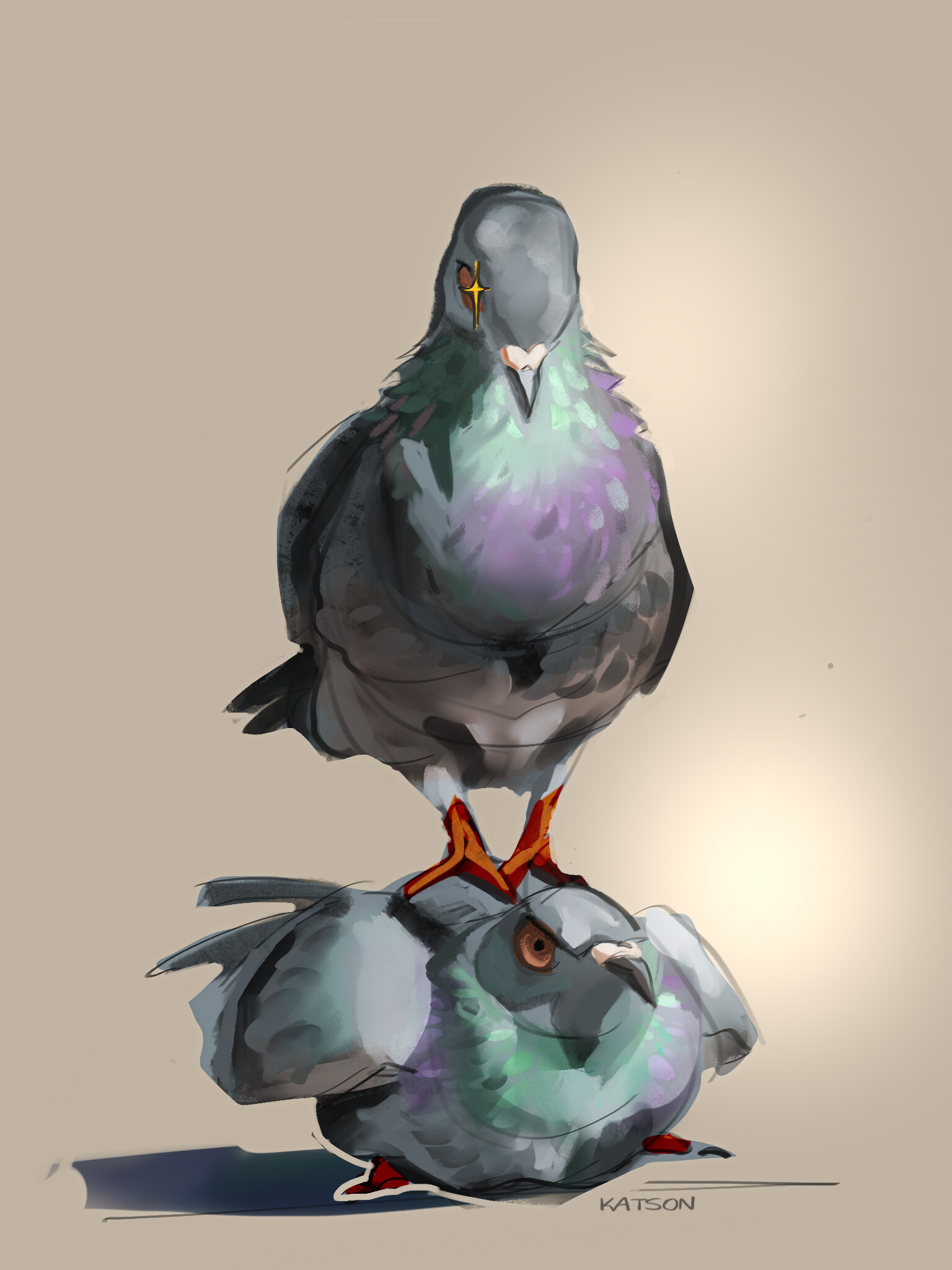 ArtStation - Pigeon Bullying Another Pigeon