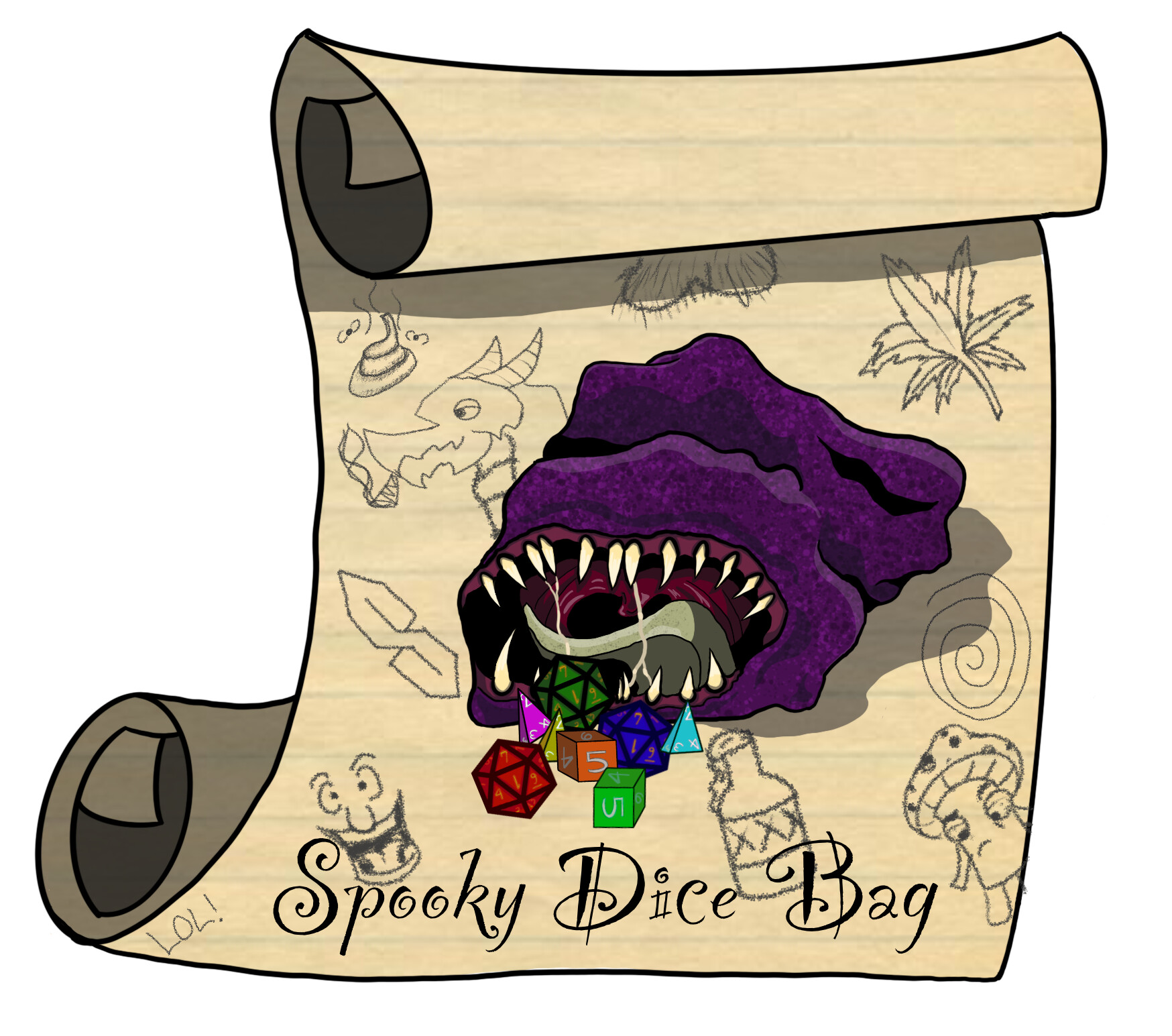 ArtStation - The Spooky Dice Bag Logo Design