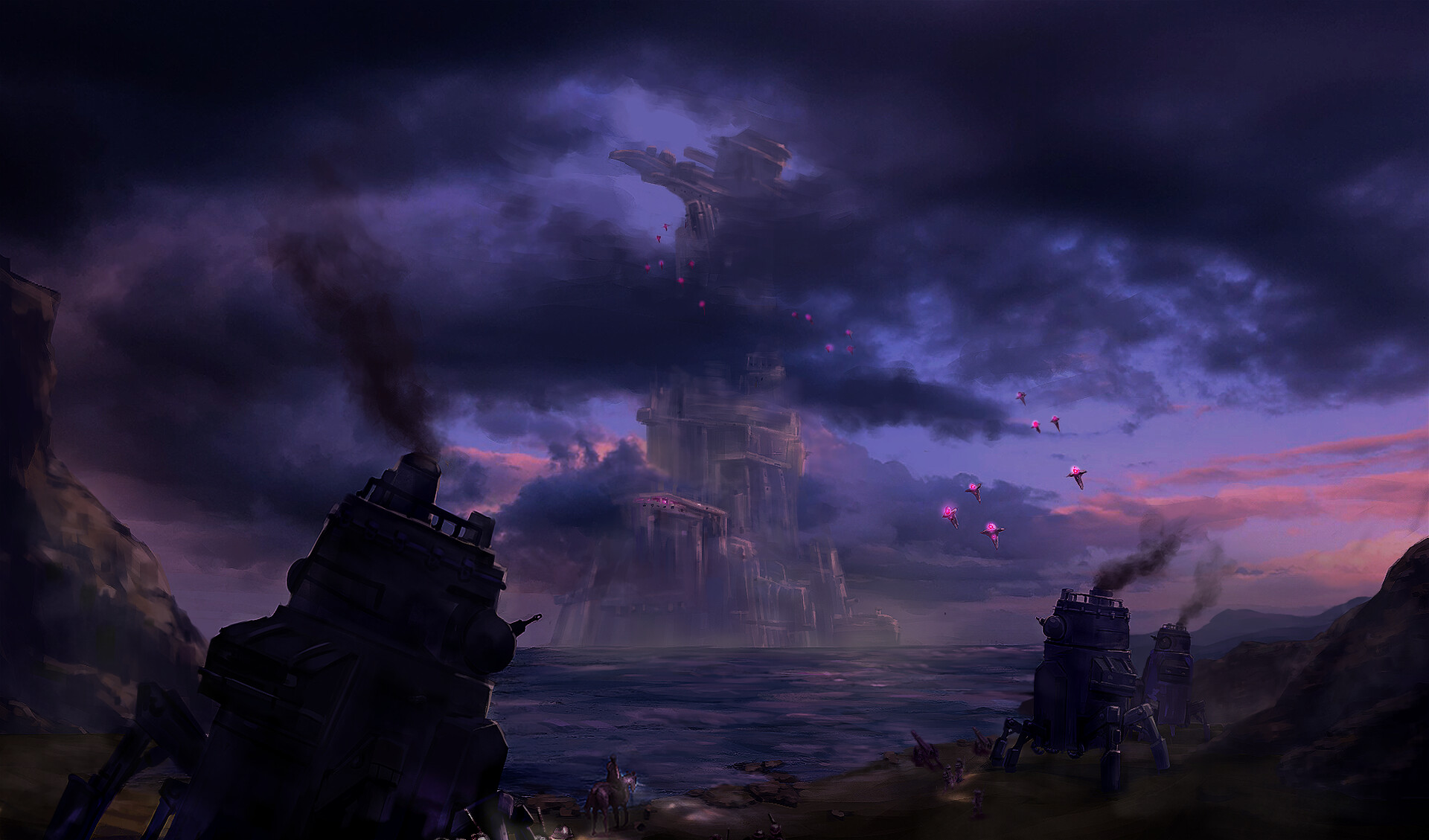 ArtStation - Dieselpunk robot fight against Alien