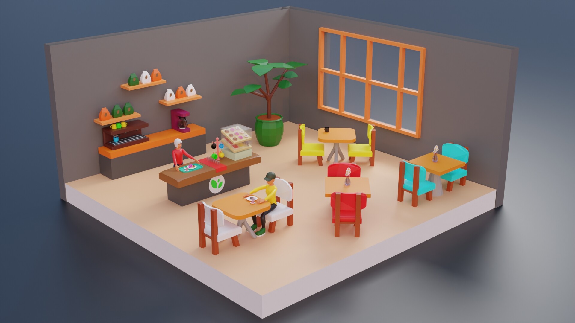 ArtStation - 3D CAFE LOWPOLY