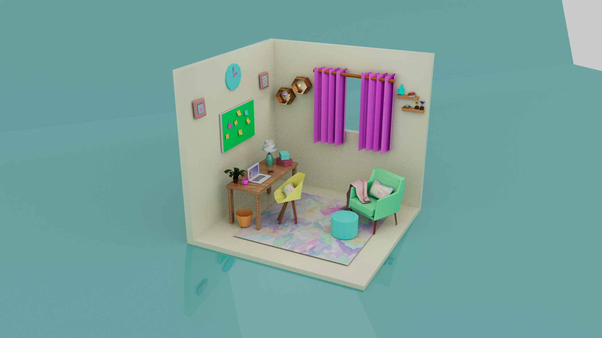 ArtStation - Low poly home office