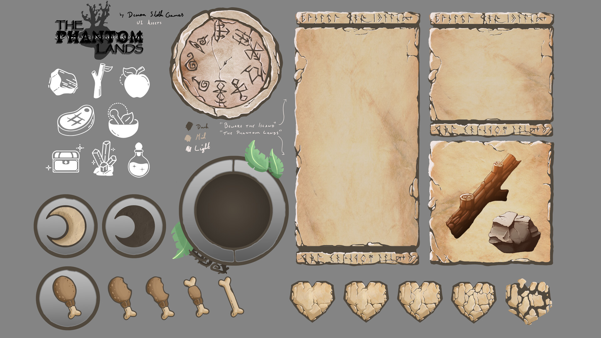 ArtStation - UI Assets for The Phantom Lands by Demon Sloth Games