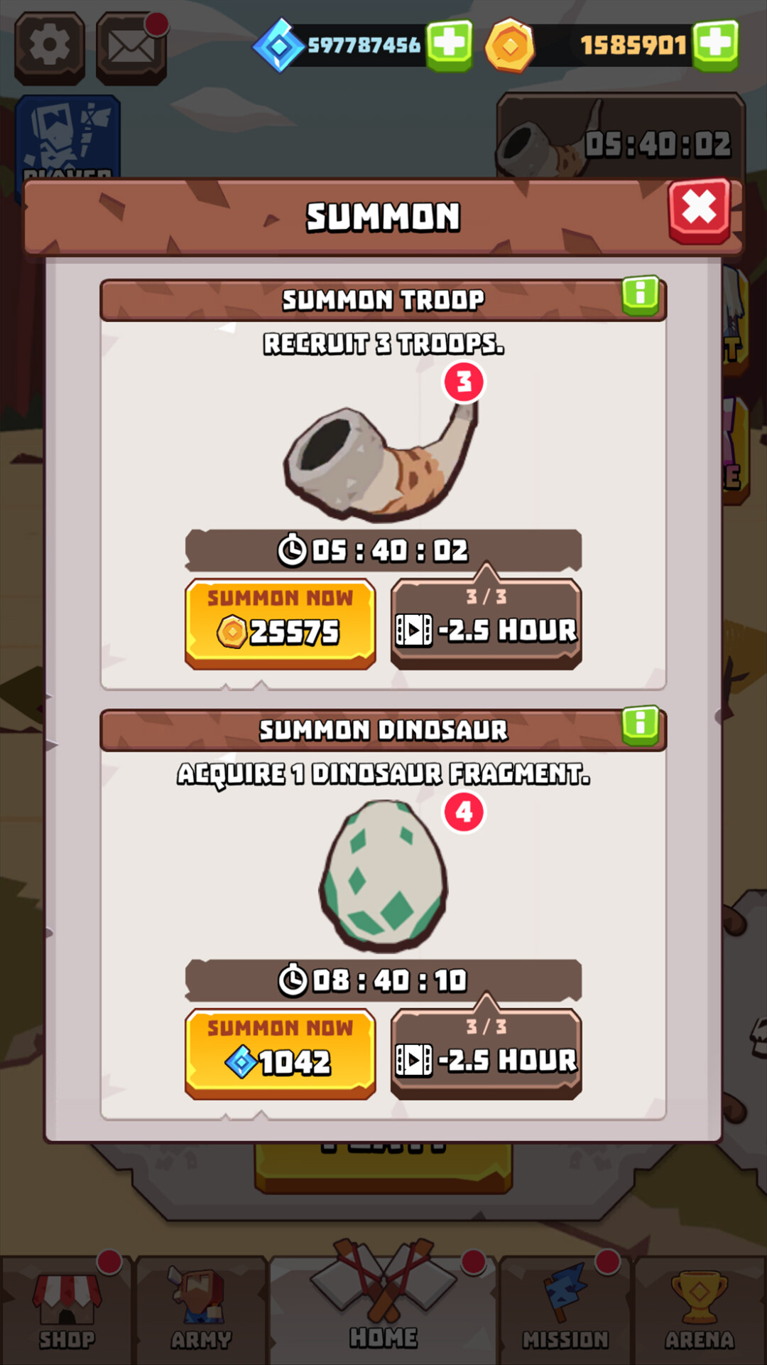 DHKIM - Dino Clash: Traibal War - UI Design 02(2021~2022)