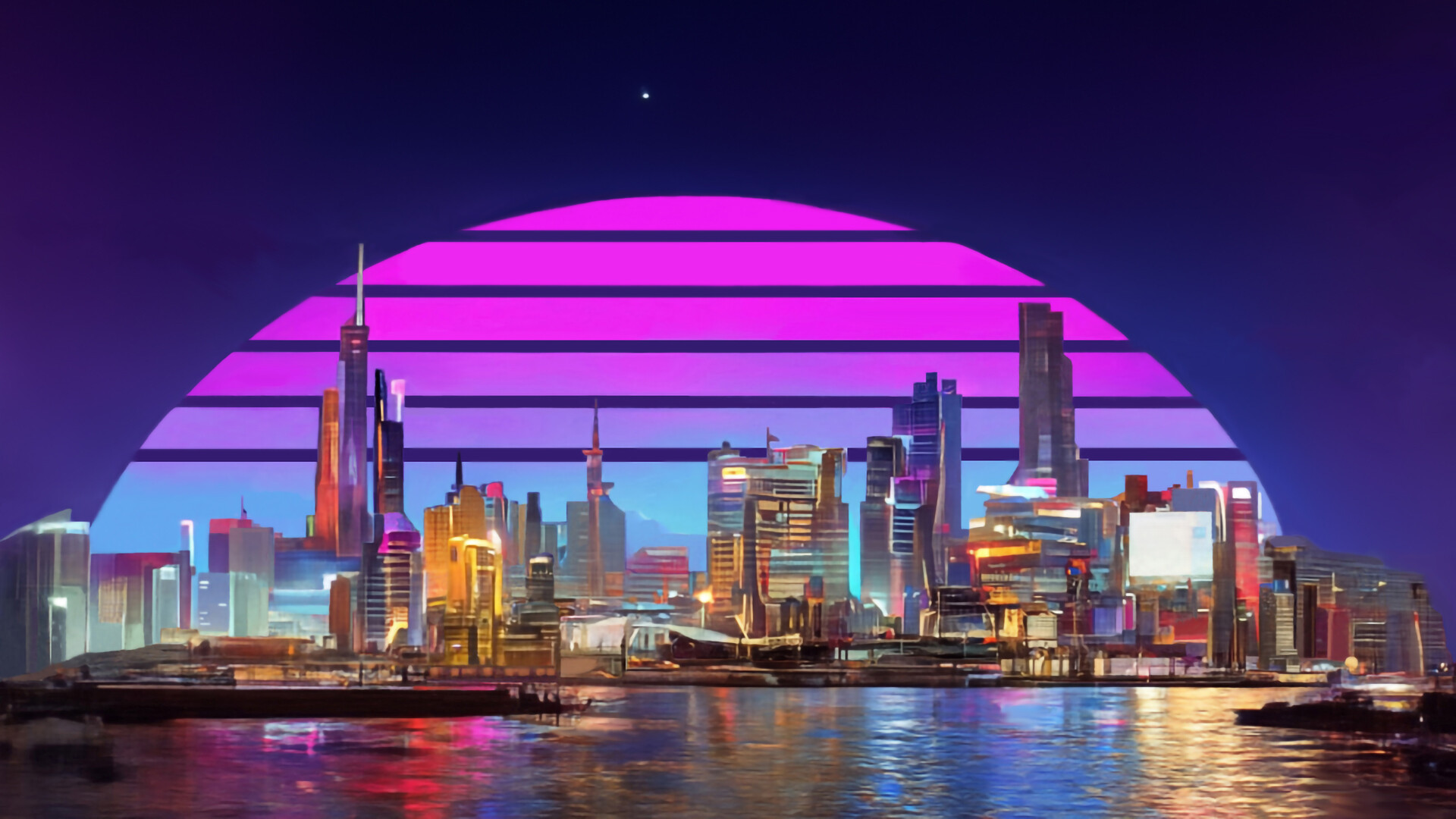 ArtStation - Synthwave city 2022.03.22 Practice