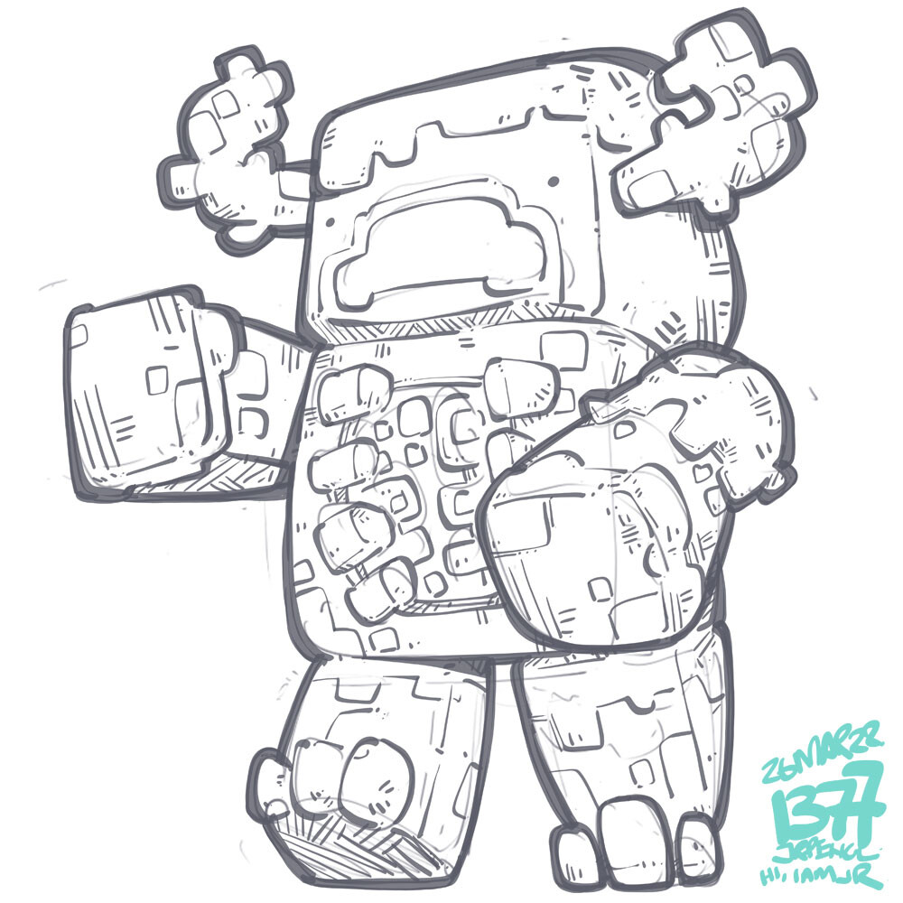 coloring pages minecraft warden