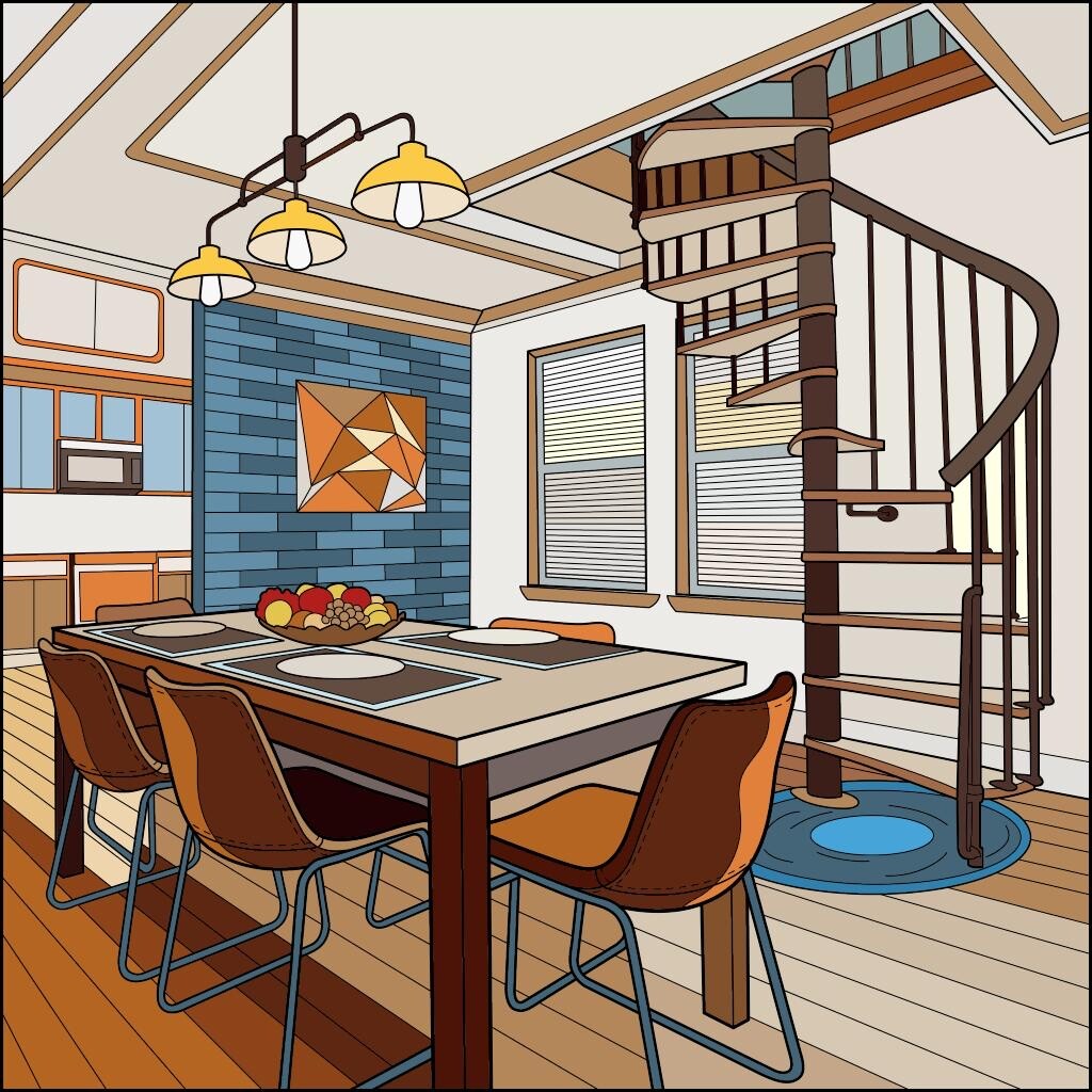 drawing dining room setting