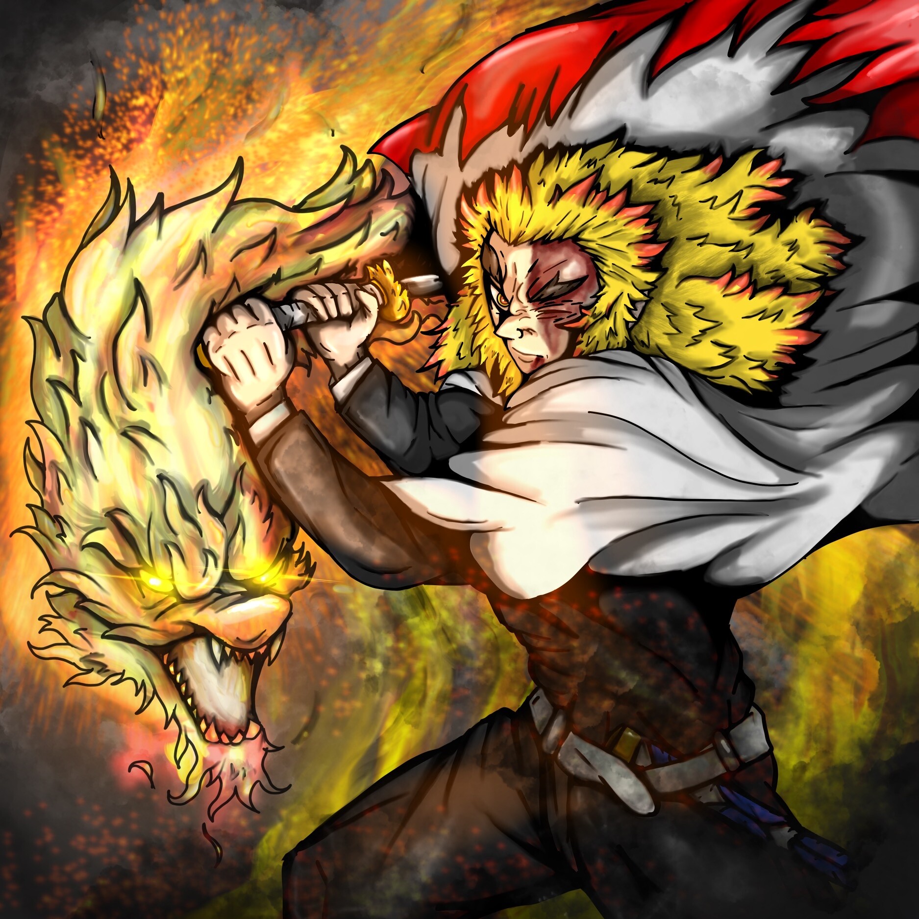 ArtStation - Rengoku flame hashira