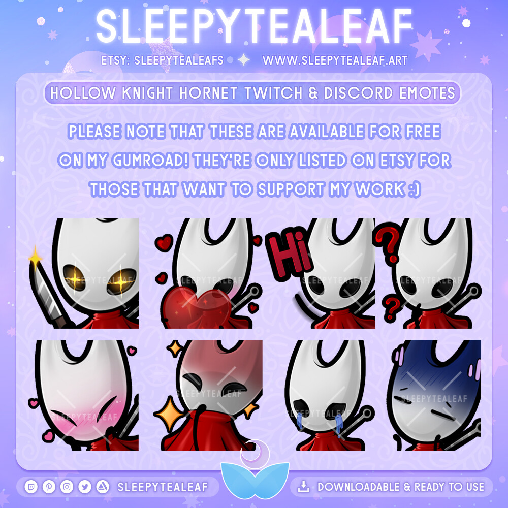 ArtStation - Hollow Knight Hornet Twitch & Discord Emotes