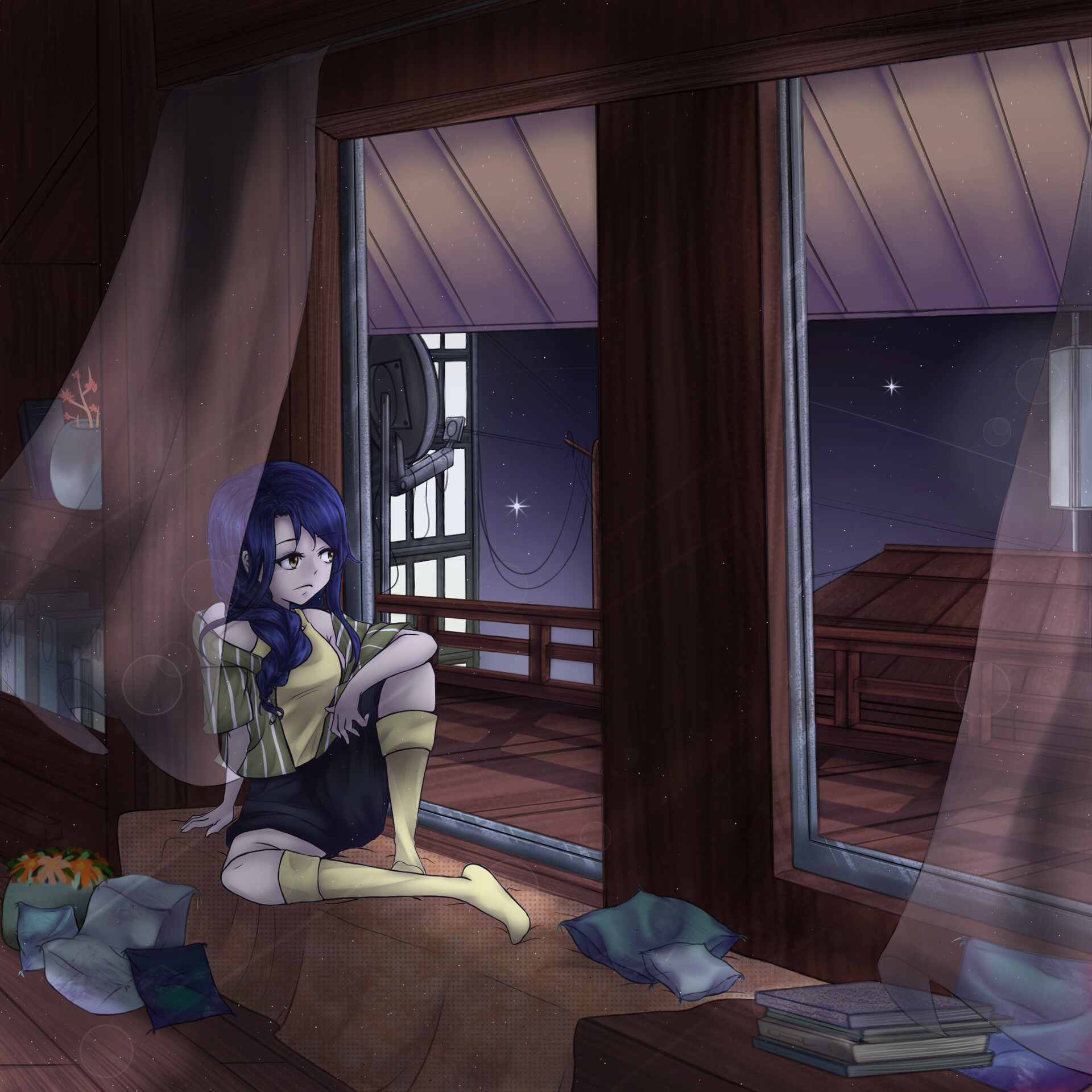 ArtStation - night sky and window