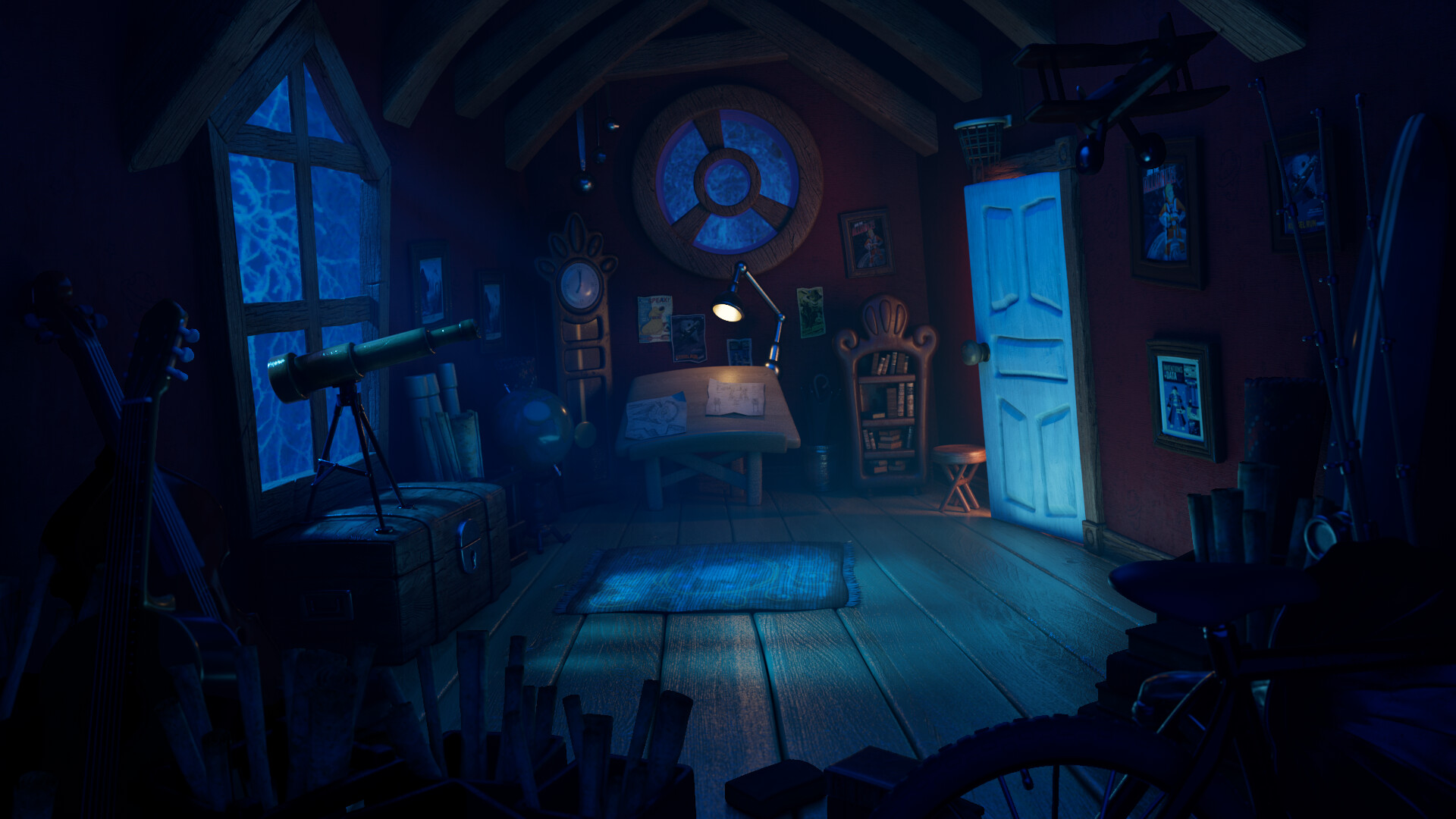 ArtStation - Attic Lighting - Winter Night