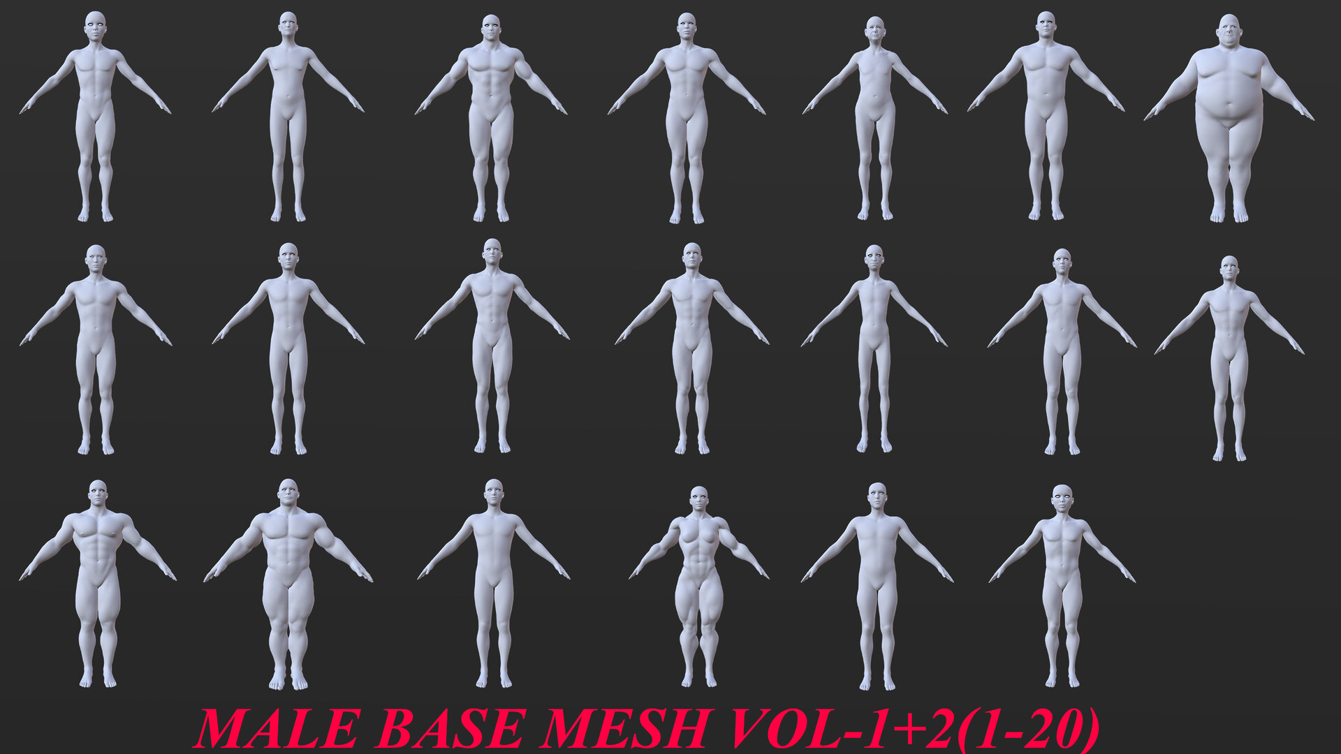 ArtStation - 20 MALE BASE MESH 1-20