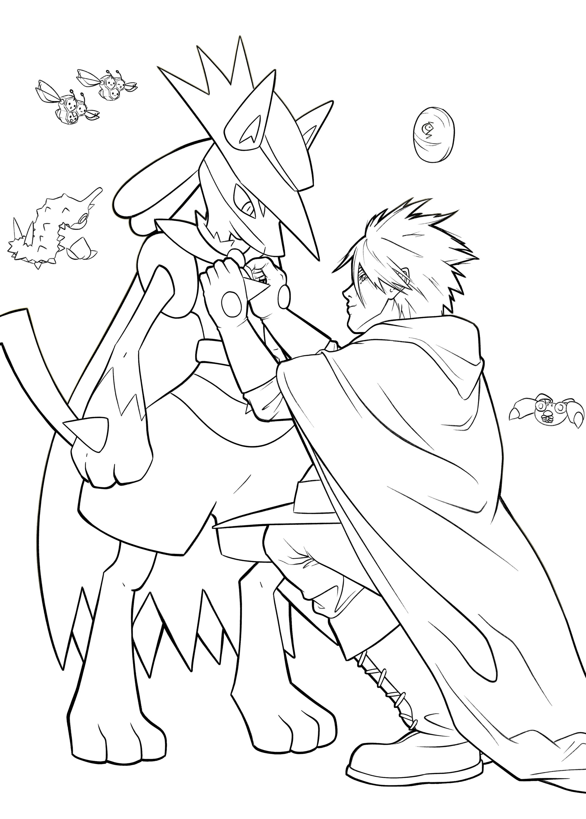 mega lucario pokemon coloring pages