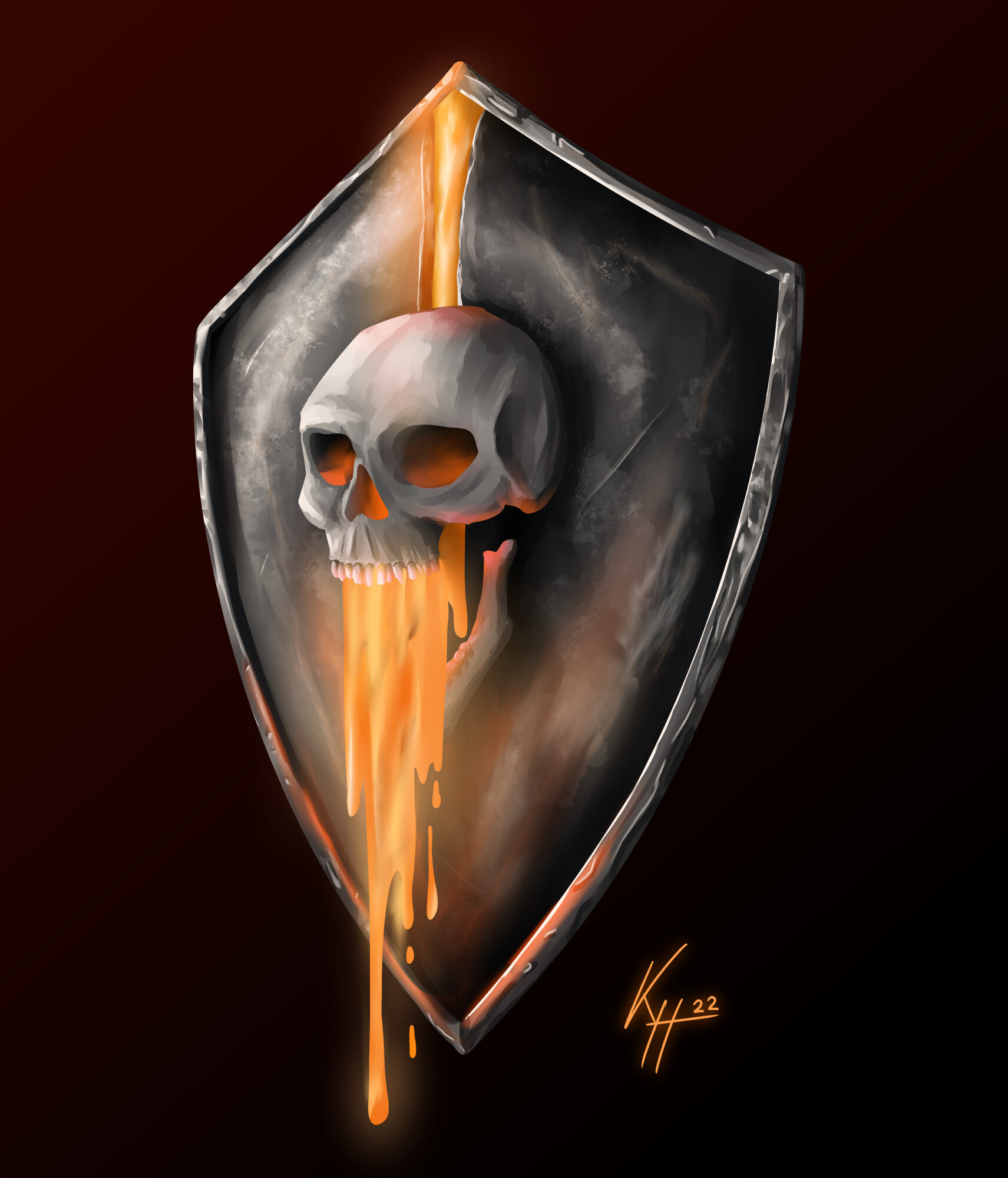 ArtStation - Drippy goopy lava skull shield. Official title.