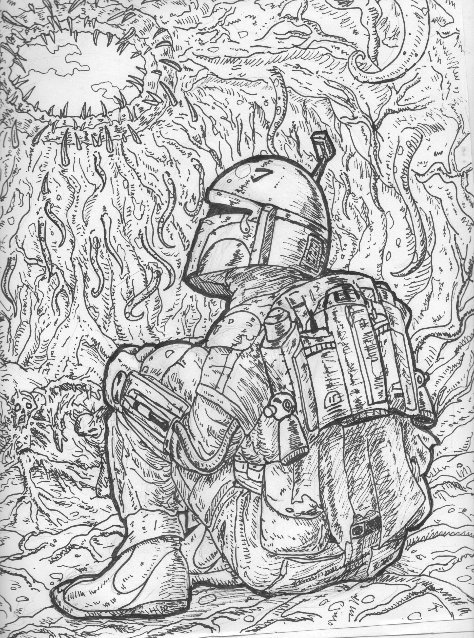 coloring pages boba fett