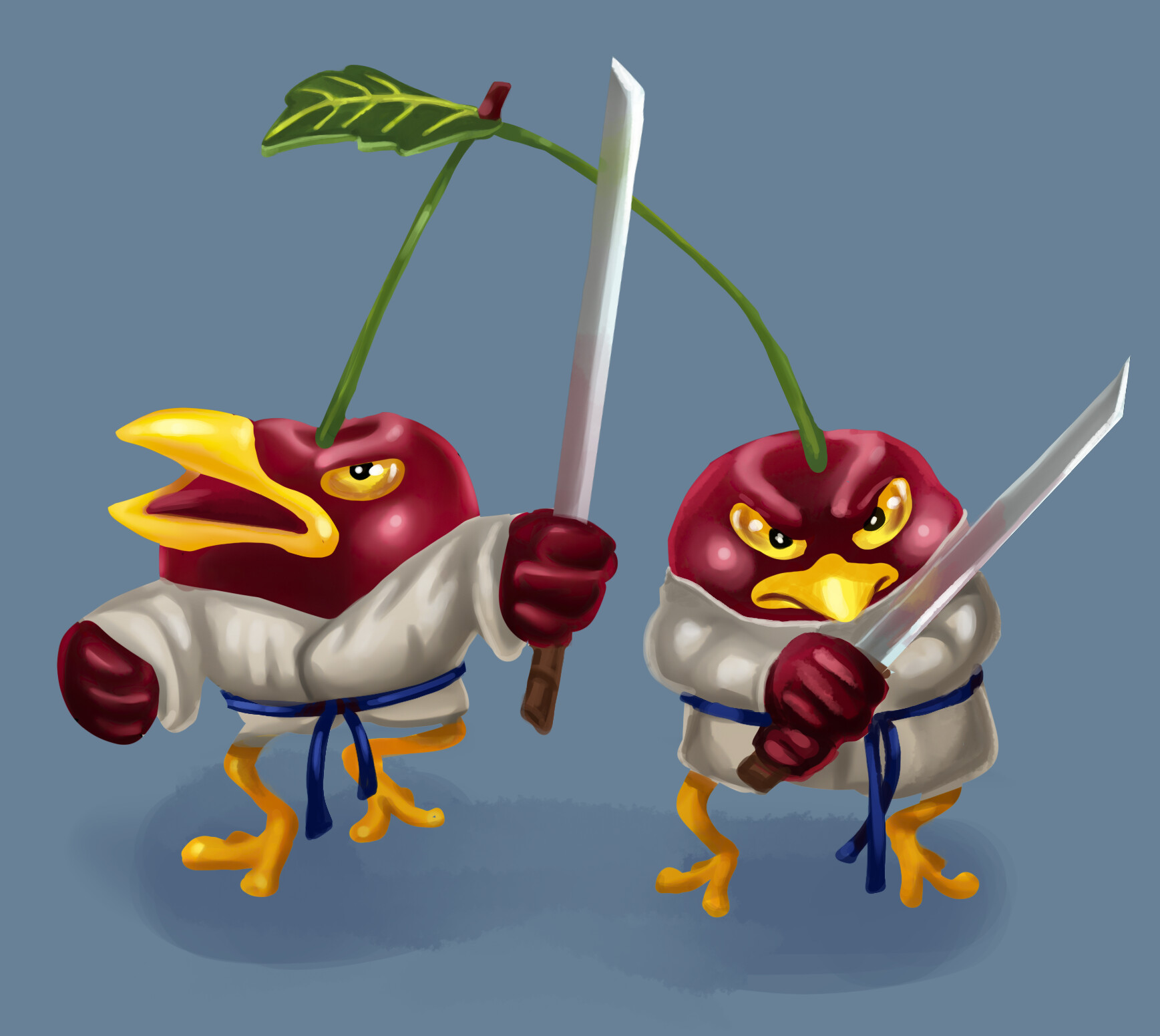 ArtStation - Fighting cherry birds