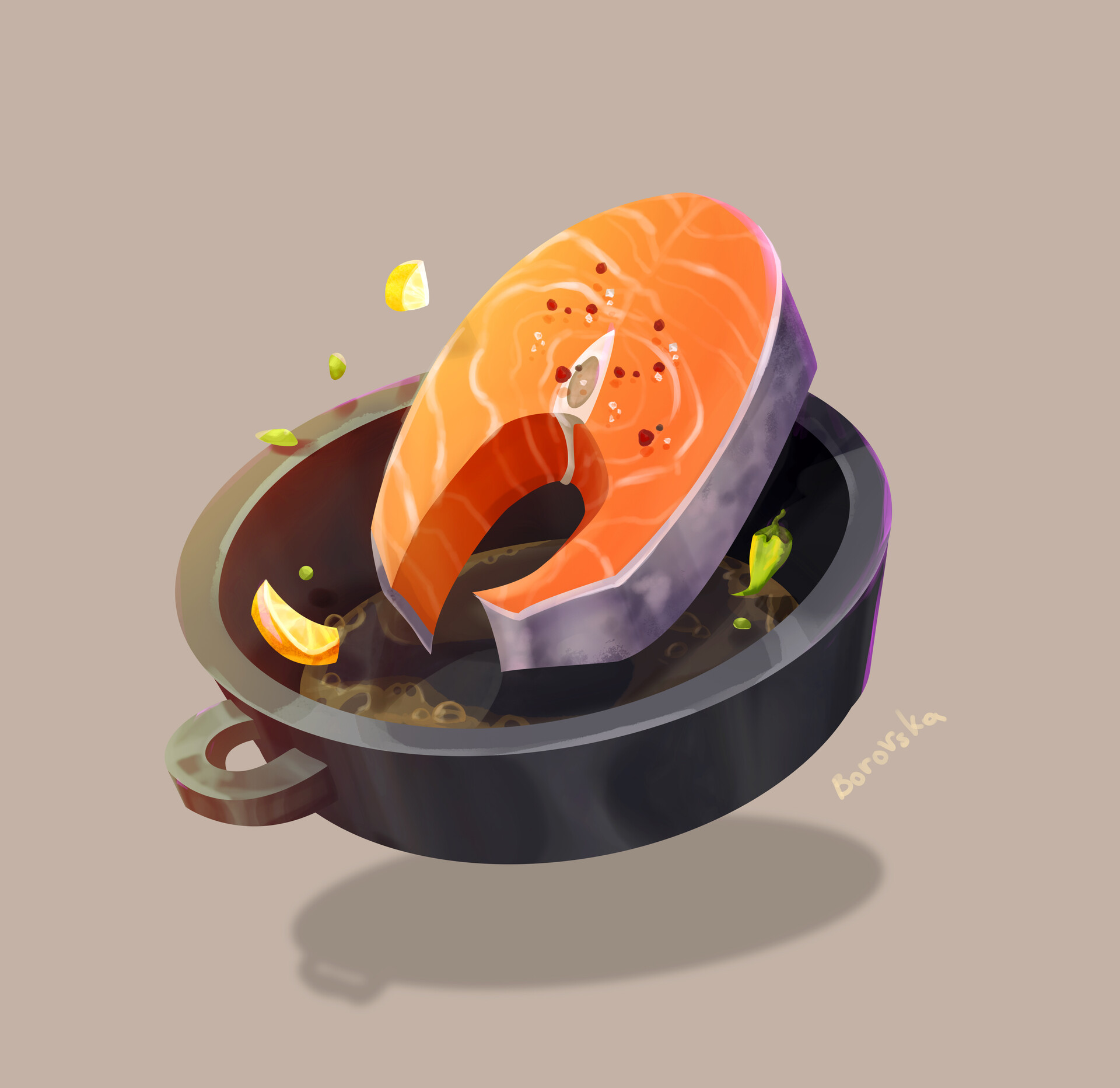 ArtStation - Cooking Salmon Steak