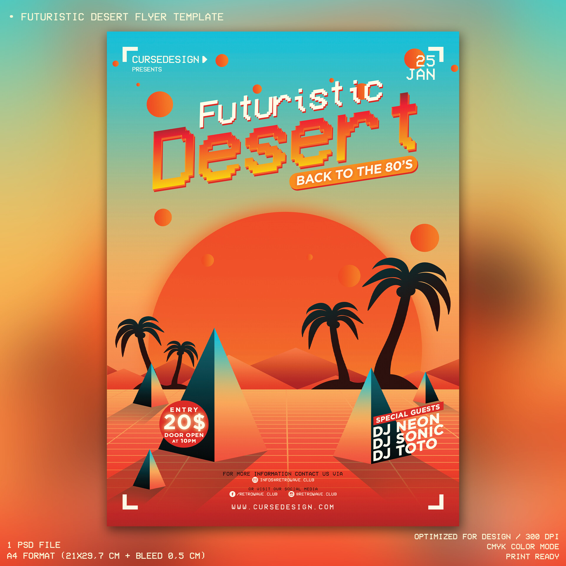 Cursedesign - FUTURISTIC DESERT FLYER TEMPLATE