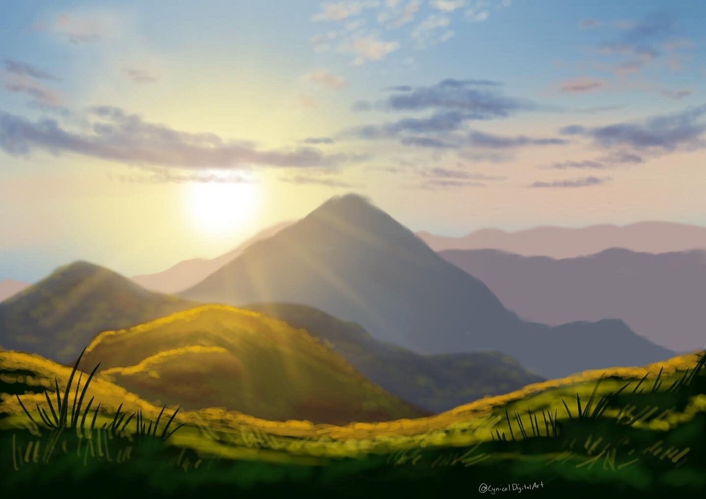 ArtStation - Mountain Sunrise Landscape