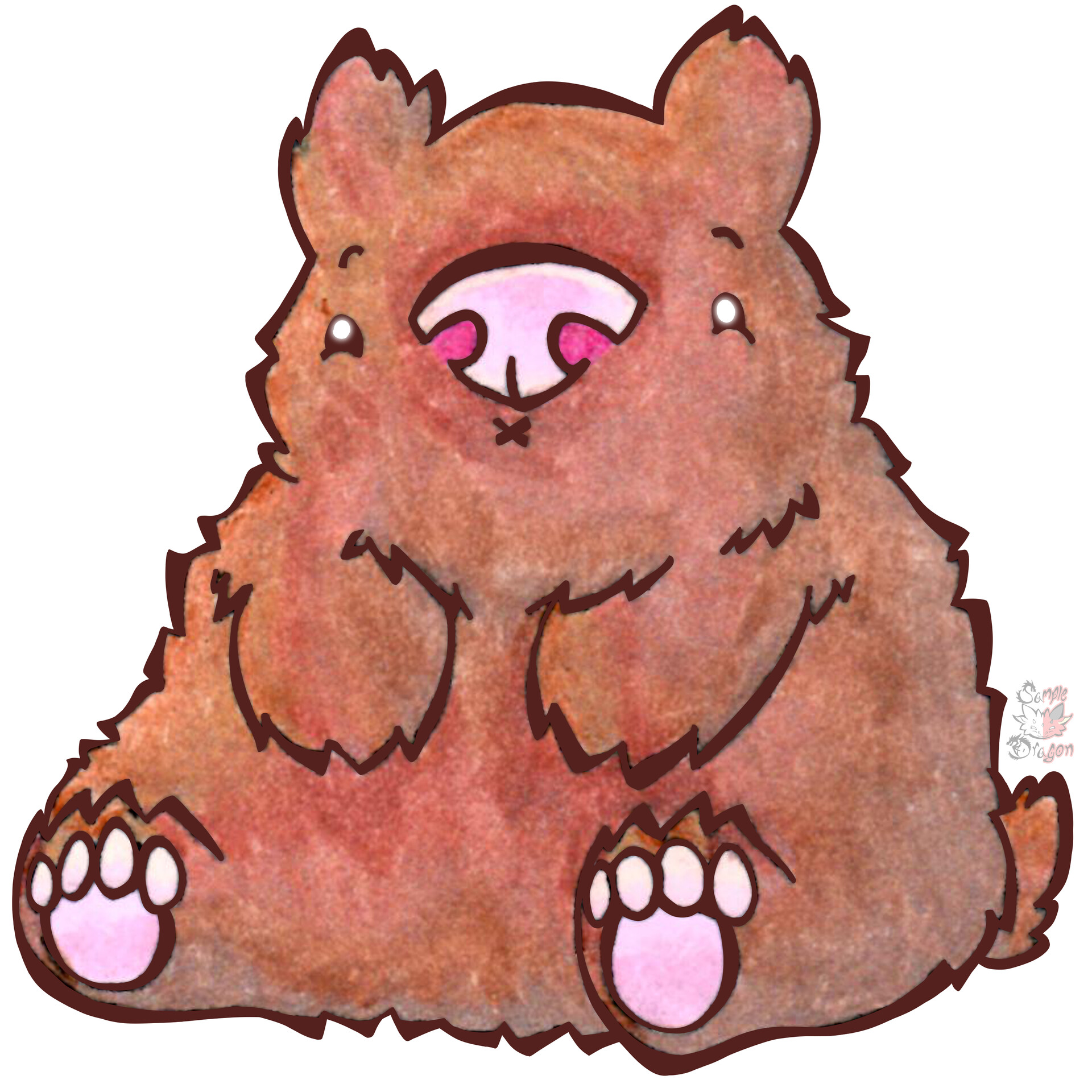ArtStation - Sitting Chibi Bear Coloring Page Free2Use