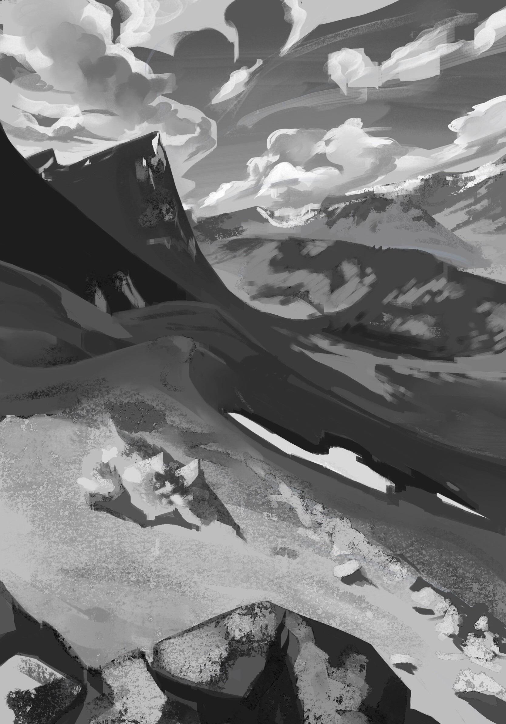 ArtStation - Landscape grayscale studies