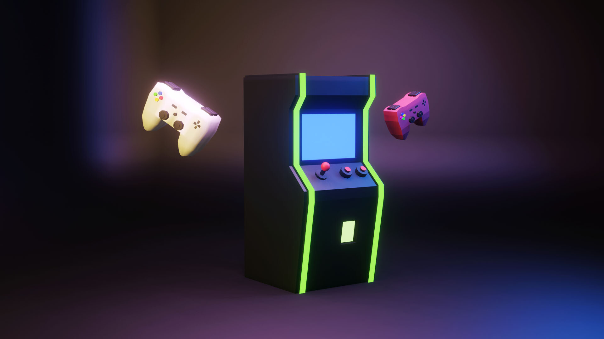 ArtStation - Low Poly Arcade Machine and Low Poly Joystick