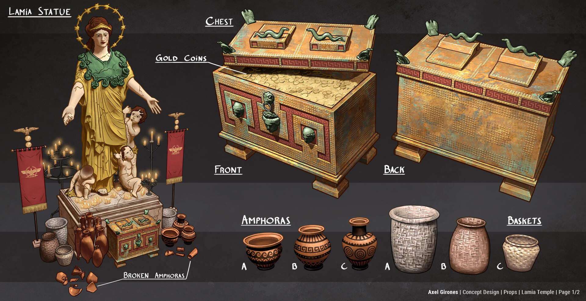 ArtStation - Lamia Temple · Props · Statue Set