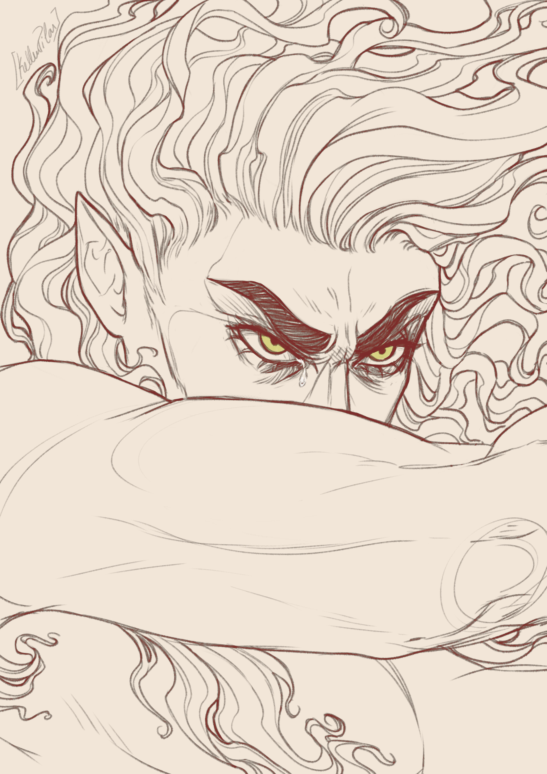 ArtStation - Fallen Sataniel (sketch)