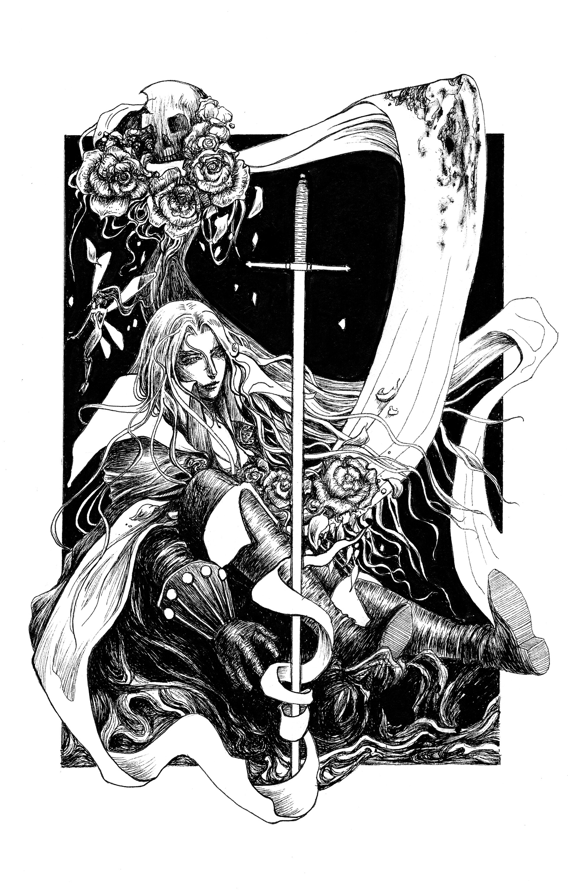 ArtStation - Alucard Pen & Ink Portrait
