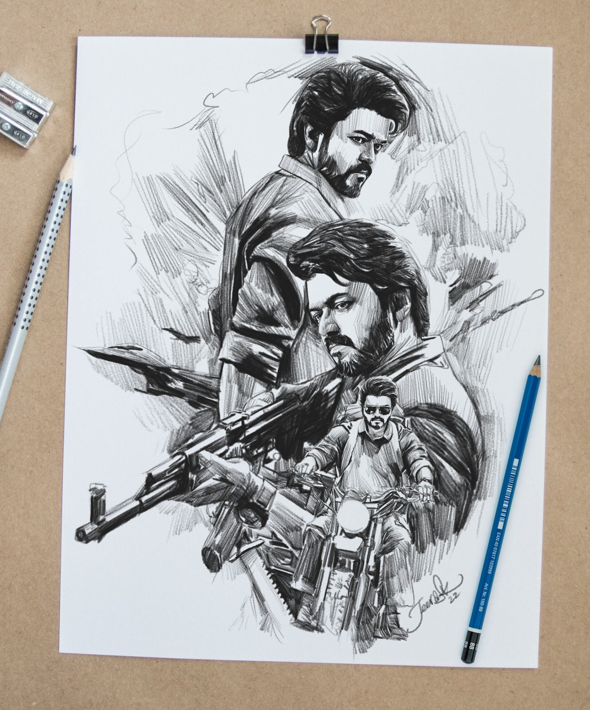 Jeeva Artist SK - Beast Thalapathy Vijay Pencil Sketch 2022 # ...