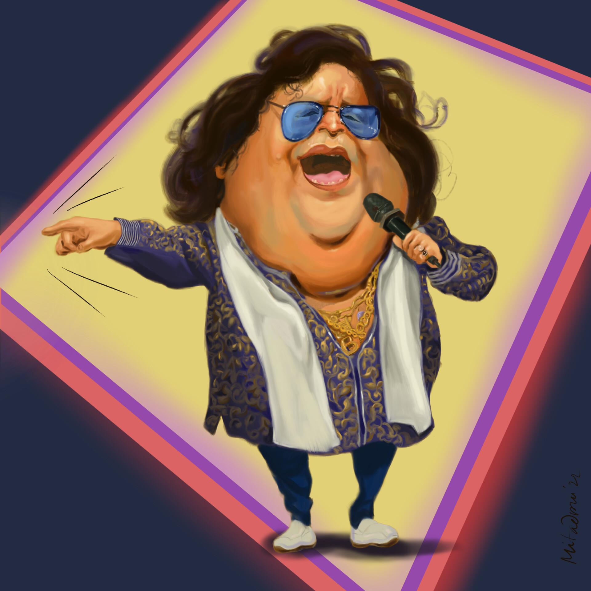 ArtStation - Caricature of Bappi Lahiri