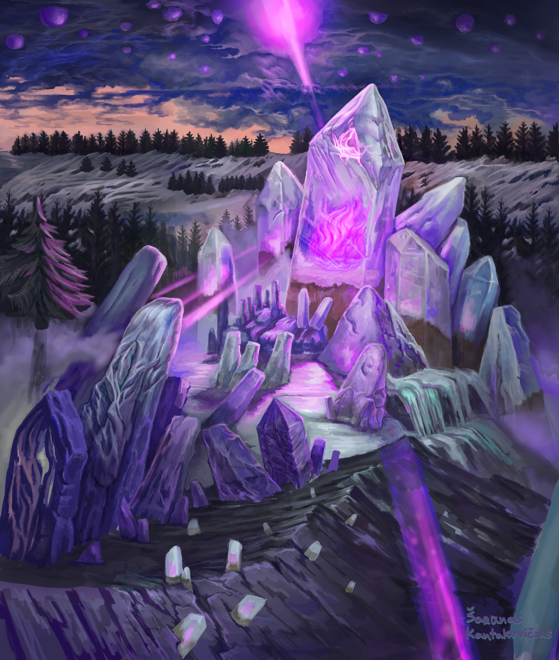 ArtStation - Purple ray Mountain