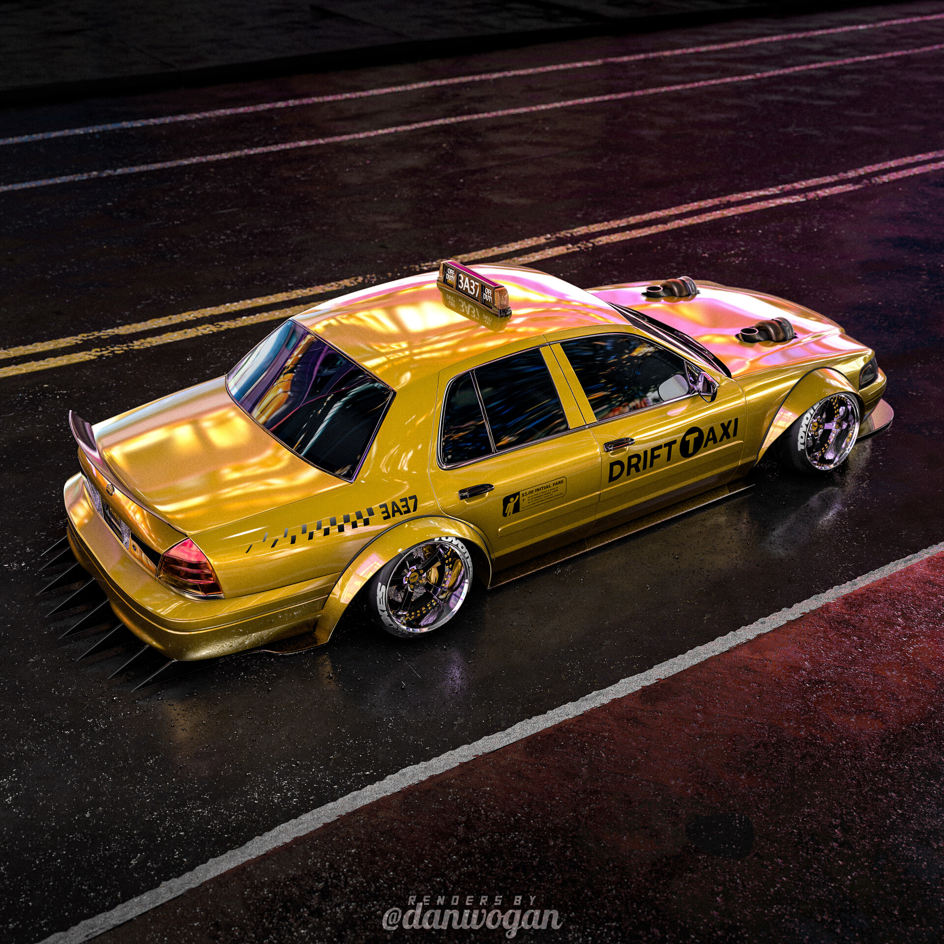 Daniel Wogan - Stanced NYC Drift Taxi 3D Render