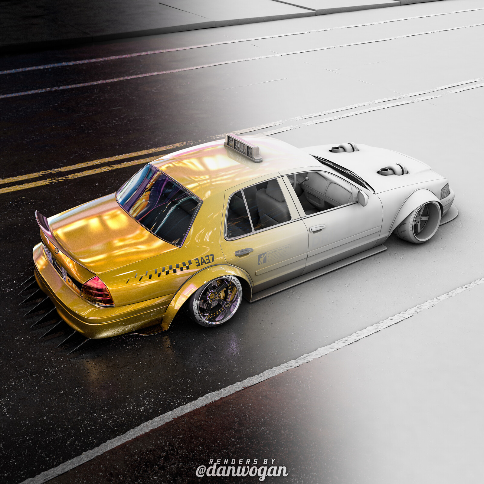 Daniel Wogan - Stanced NYC Drift Taxi 3D Render