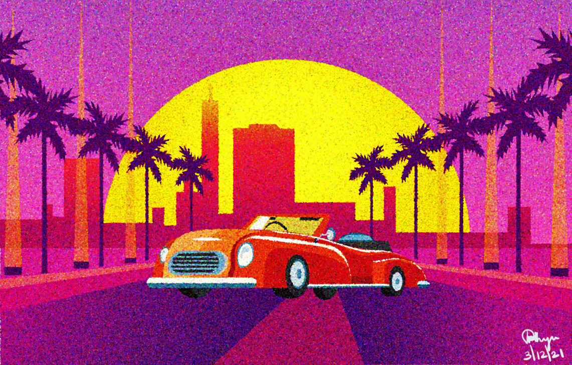 ArtStation - Sunset - A Pointillism Art