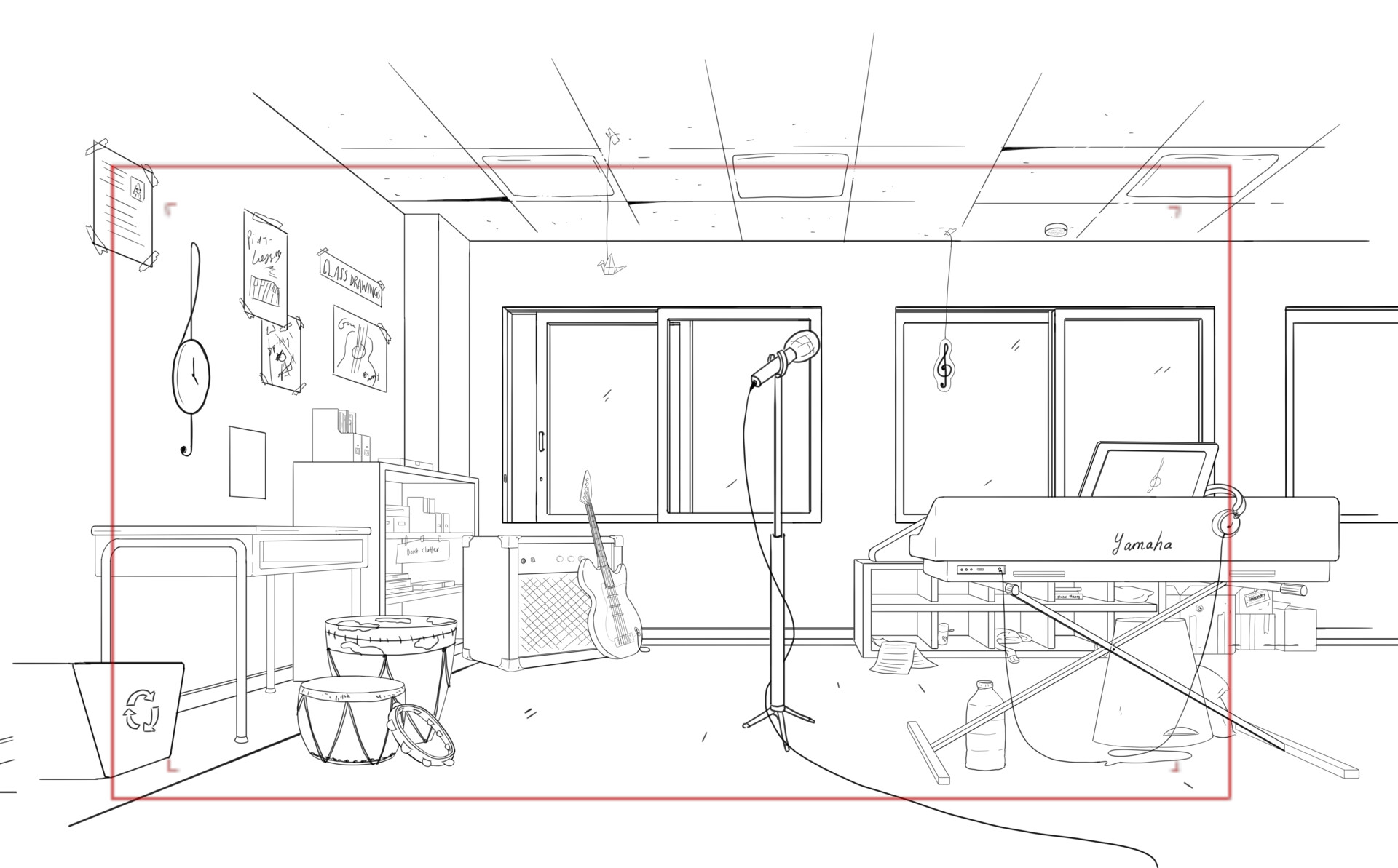 how to draw music room
